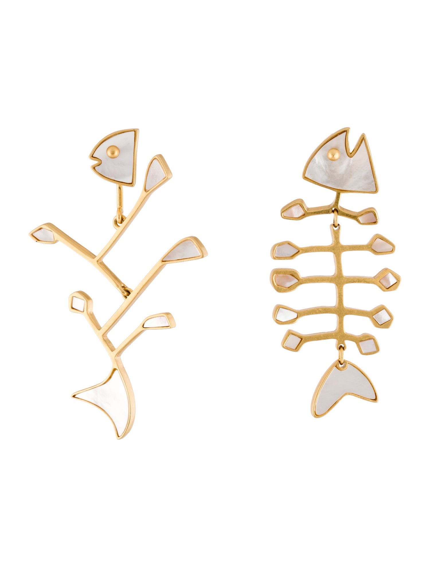 Tory Burch Mother of Pearl Small Mismatched Fish Earrings - Gold-Tone ...