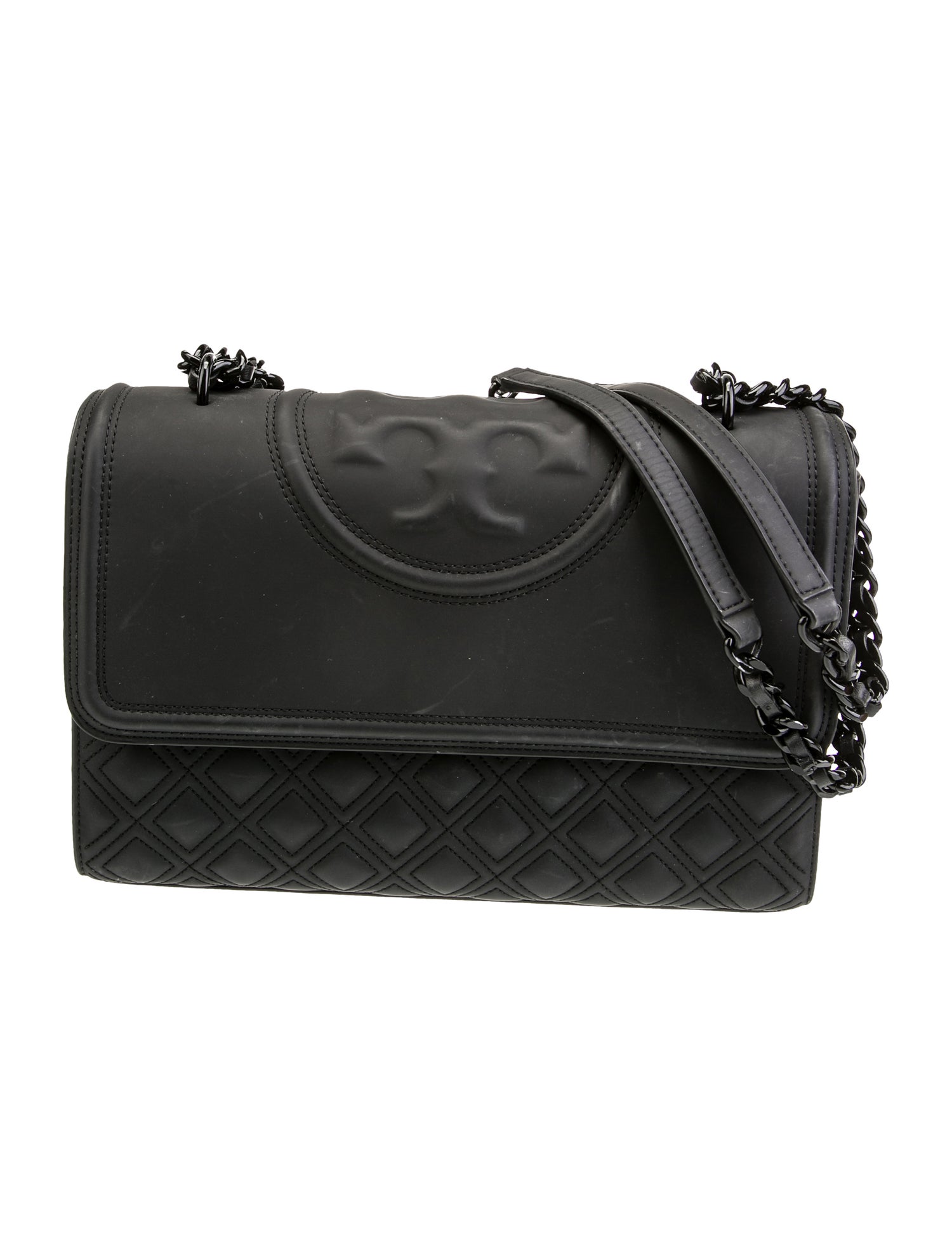 Tory Burch Flap Top Rubber Shoulder Bag - Black Shoulder Bags, Handbags ...