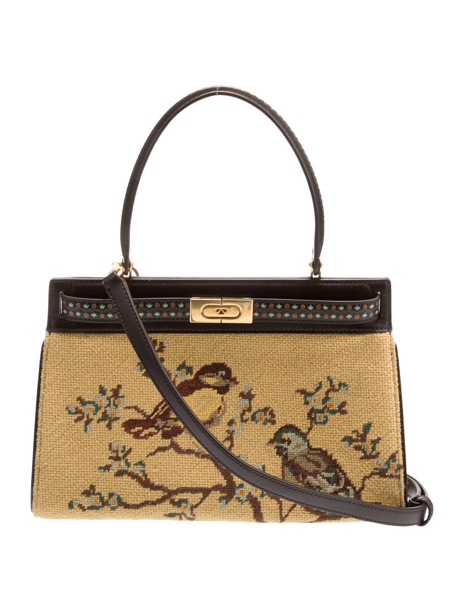 Tory Burch Lee Radziwill Needlepoint Top Handle Bag - Brown Handle Bags ...