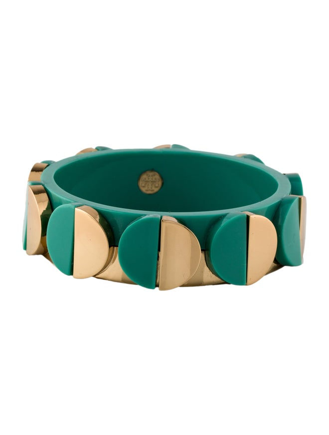 Tory Burch Resin Bangle Bracelet - Green, Gold-Plated Bangle, Bracelets ...
