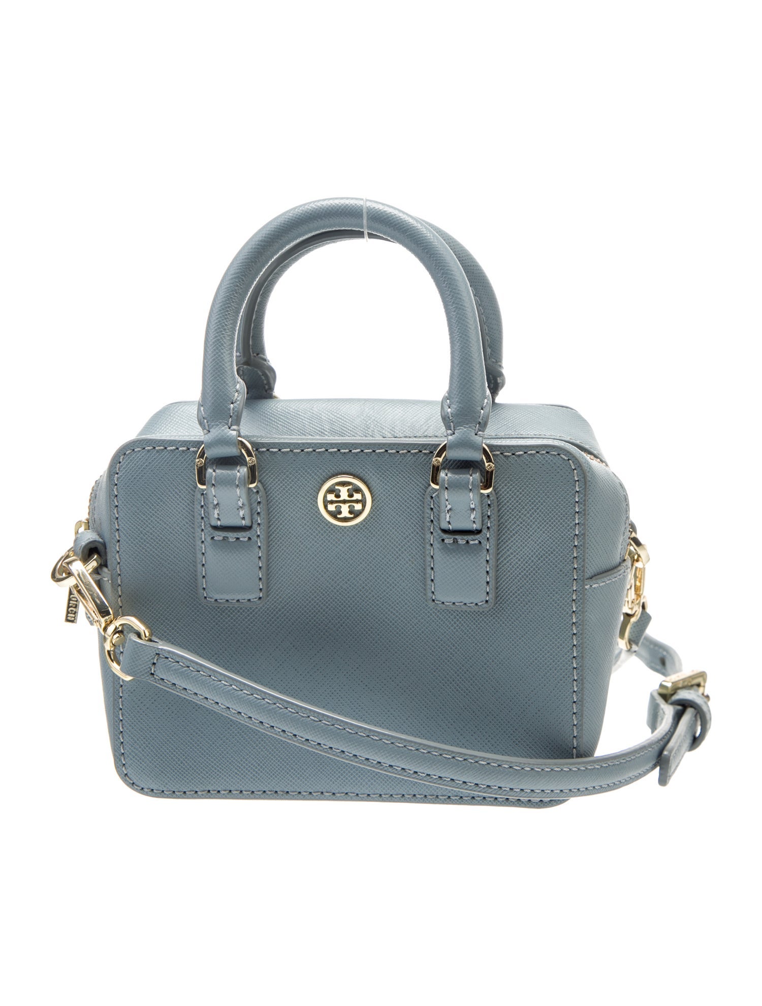 Tory Burch Leather Top Handle Bag - Blue Mini Bags, Handbags ...