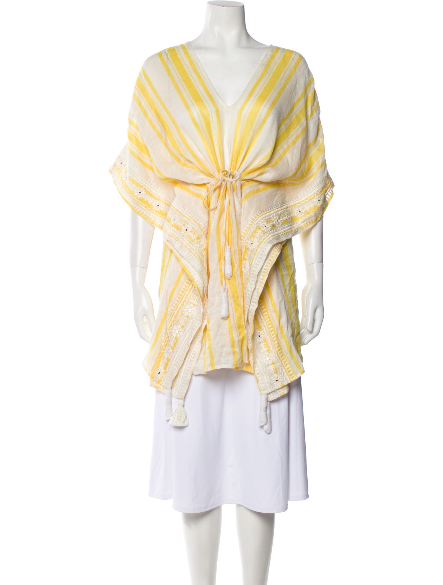 Tory Burch Linen Striped Tunic - Yellow Tops, Clothing - WTO677782 ...