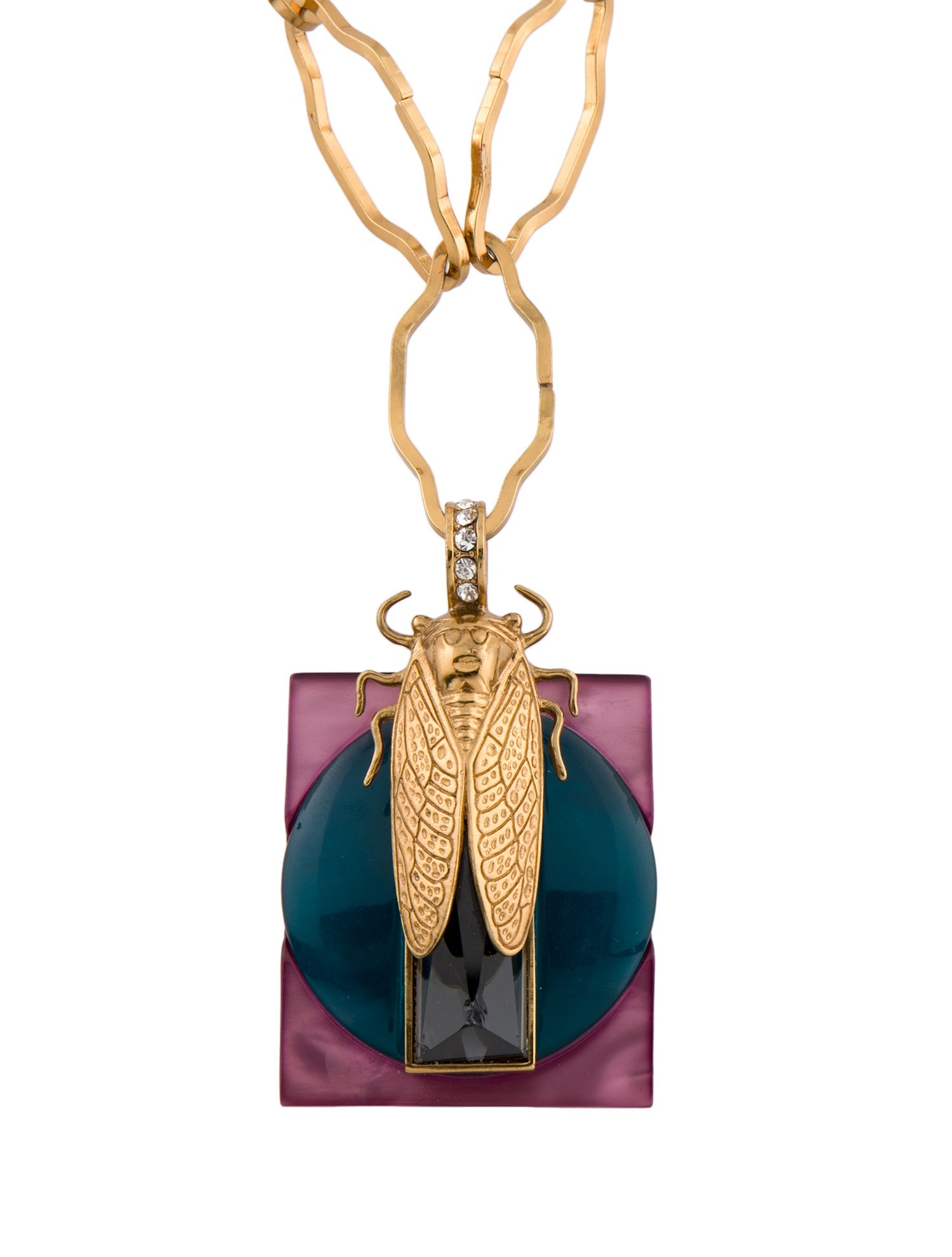 Tory Burch Resin & Crystal 'Greer Scarab' Pendant Necklace - Blue ...