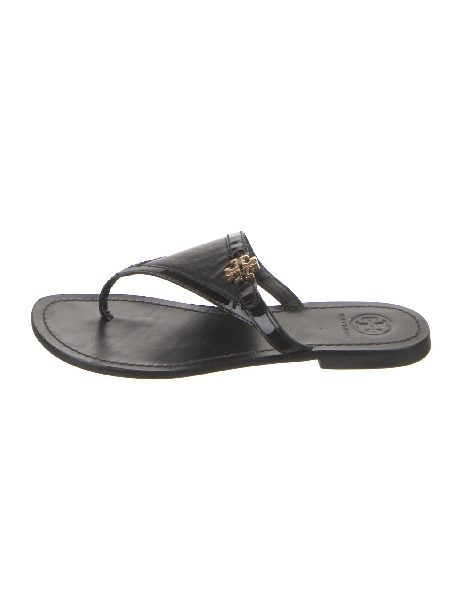 Tory Burch Leather Slides - Black Sandals, Shoes - WTO682736 | The RealReal