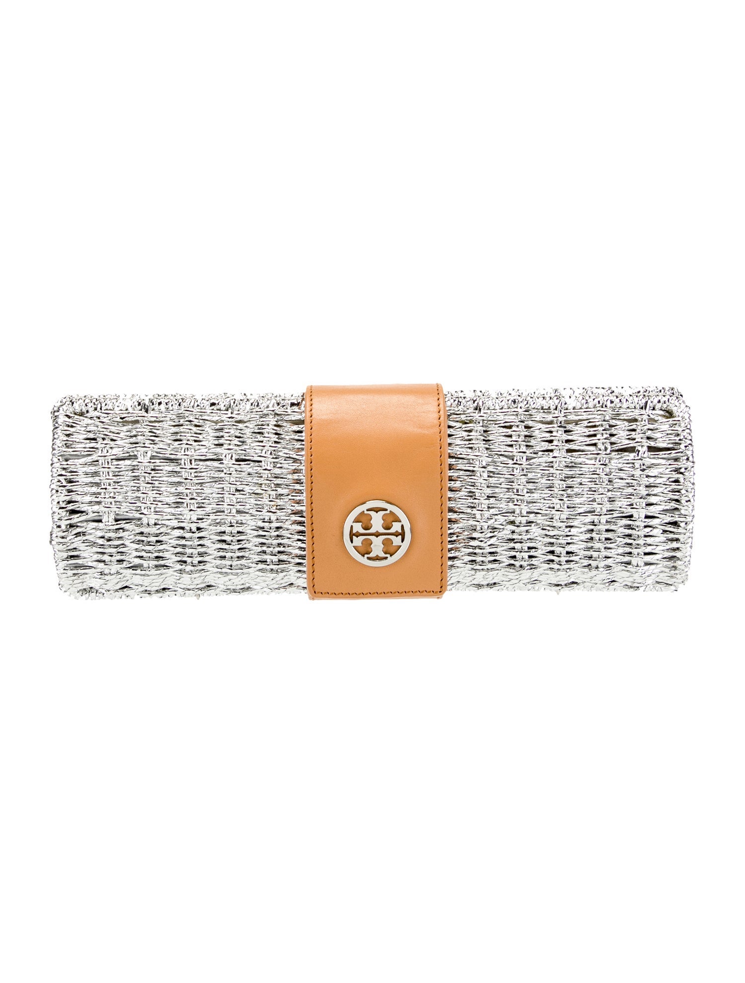 Tory Burch Wicker Clutch - Silver Clutches, Handbags - WTO686811 | The ...