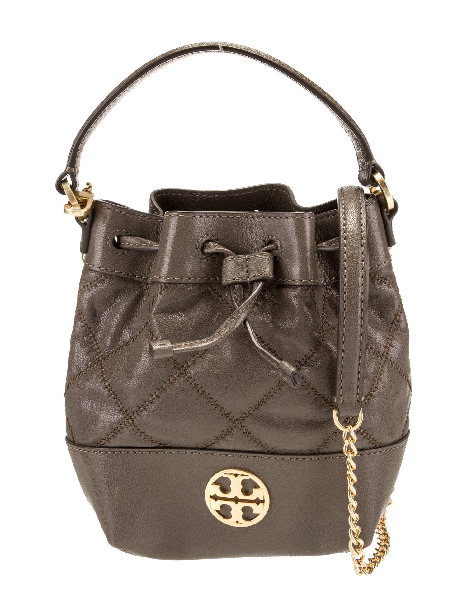Tory Burch Leather Bucket Bag - Brown Bucket Bags, Handbags - WTO700316 ...