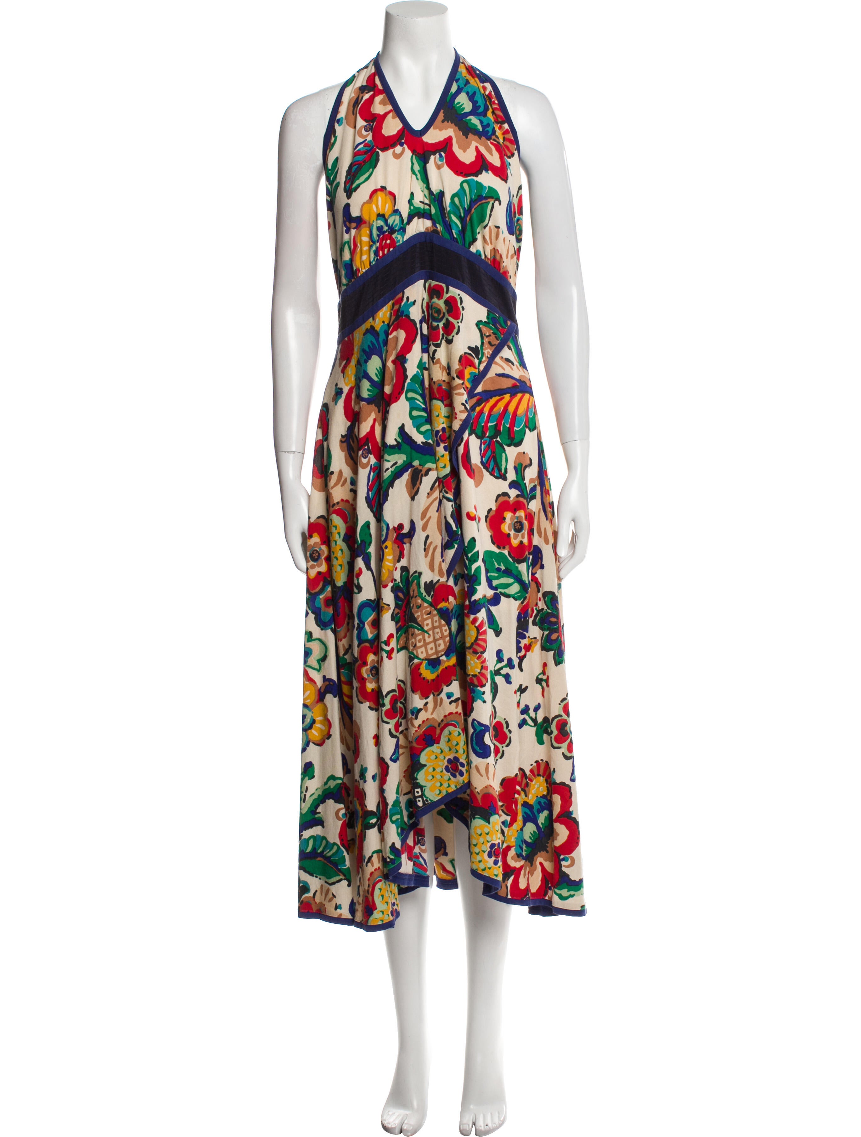 Tory Burch Floral Print Long Dress - Blue Dresses, Clothing - WTO702289 ...