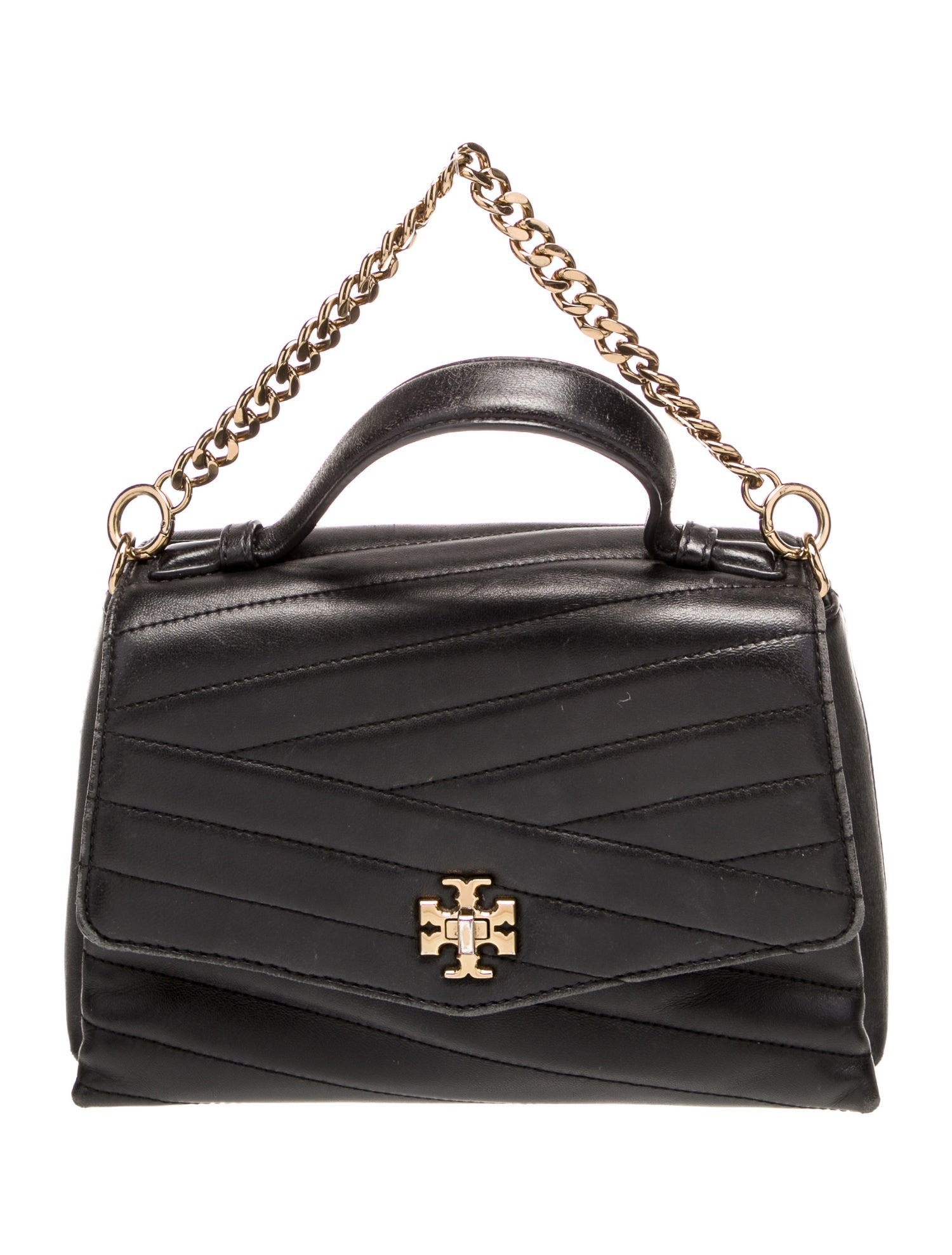 Tory Burch Leather Top Handle Bag - Black Handle Bags, Handbags ...
