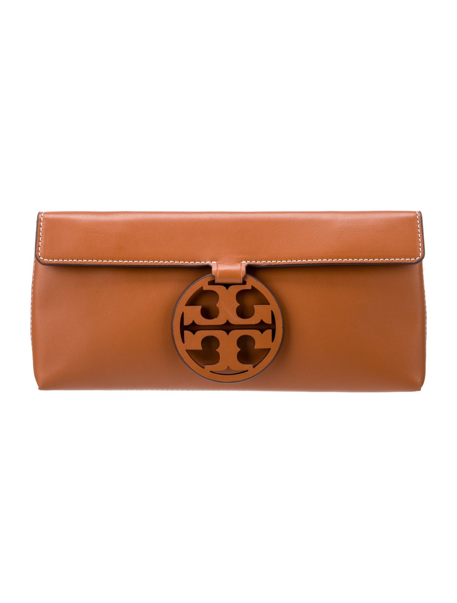 Tory Burch Leather Clutch w/ Tags - Brown Clutches, Handbags ...