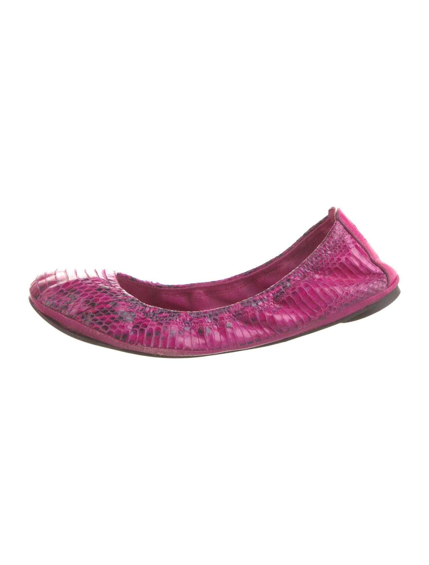 Tory Burch Embossed Leather Animal Print Ballet Flats - Purple Flats ...