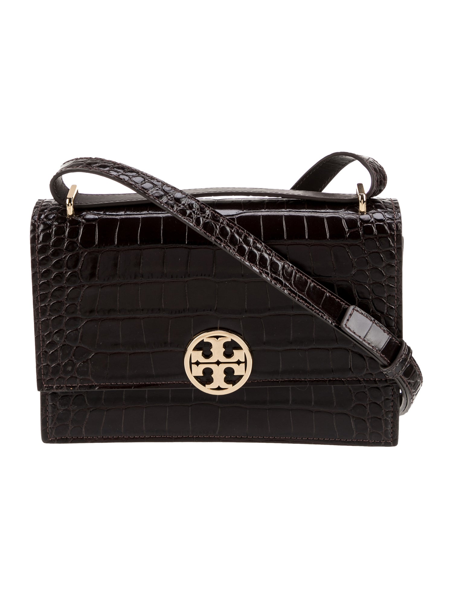 Tory Burch Embossed Leather Crossbody Bag - Brown Crossbody Bags ...