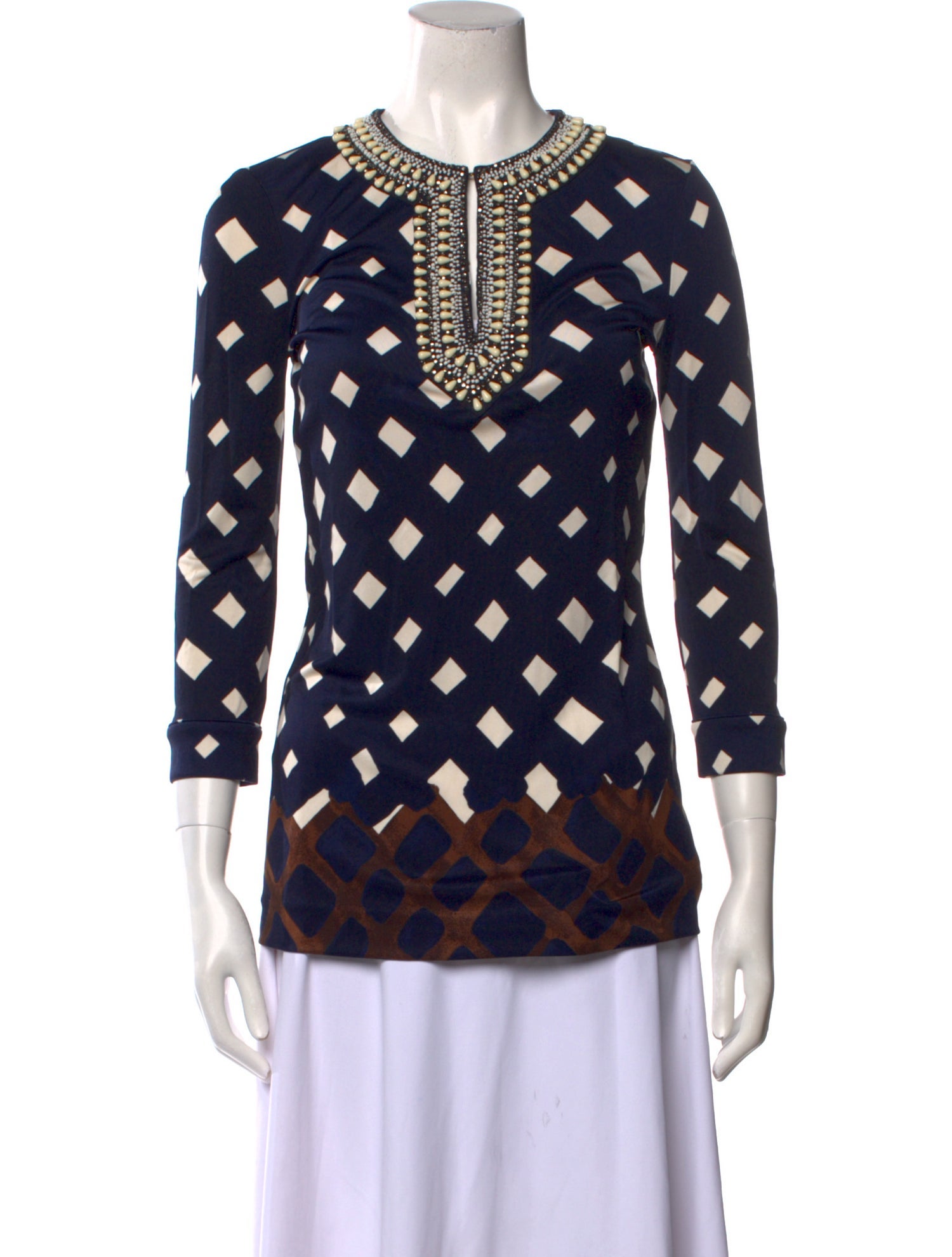 Tory Burch Silk Printed Blouse - Blue Tops, Clothing - WTO721760 | The ...