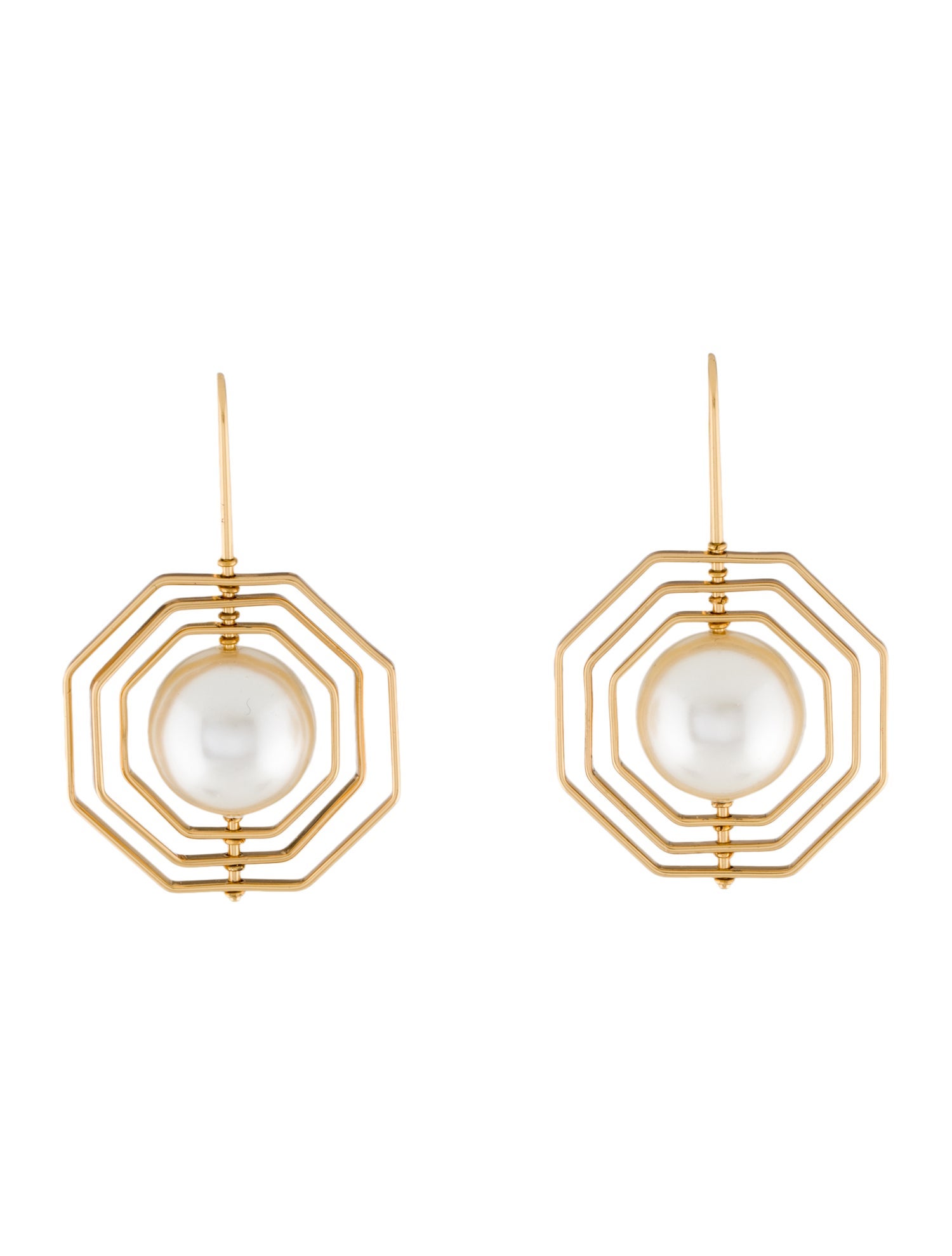 Tory Burch Faux Pearl Spin Drop Earrings - Gold-Tone Metal Drop ...
