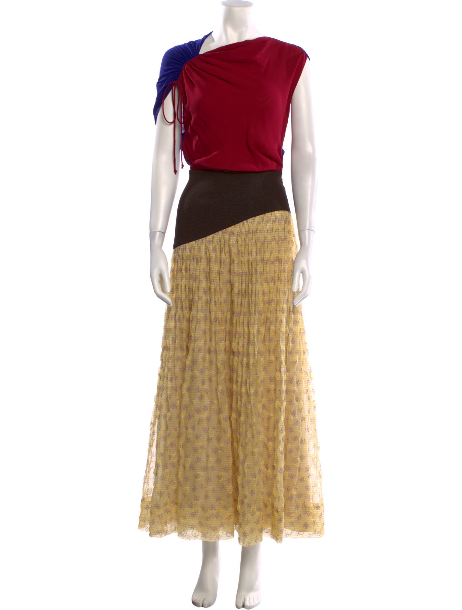 Tory Burch Colorblock Pattern Long Dress - Red Dresses, Clothing ...