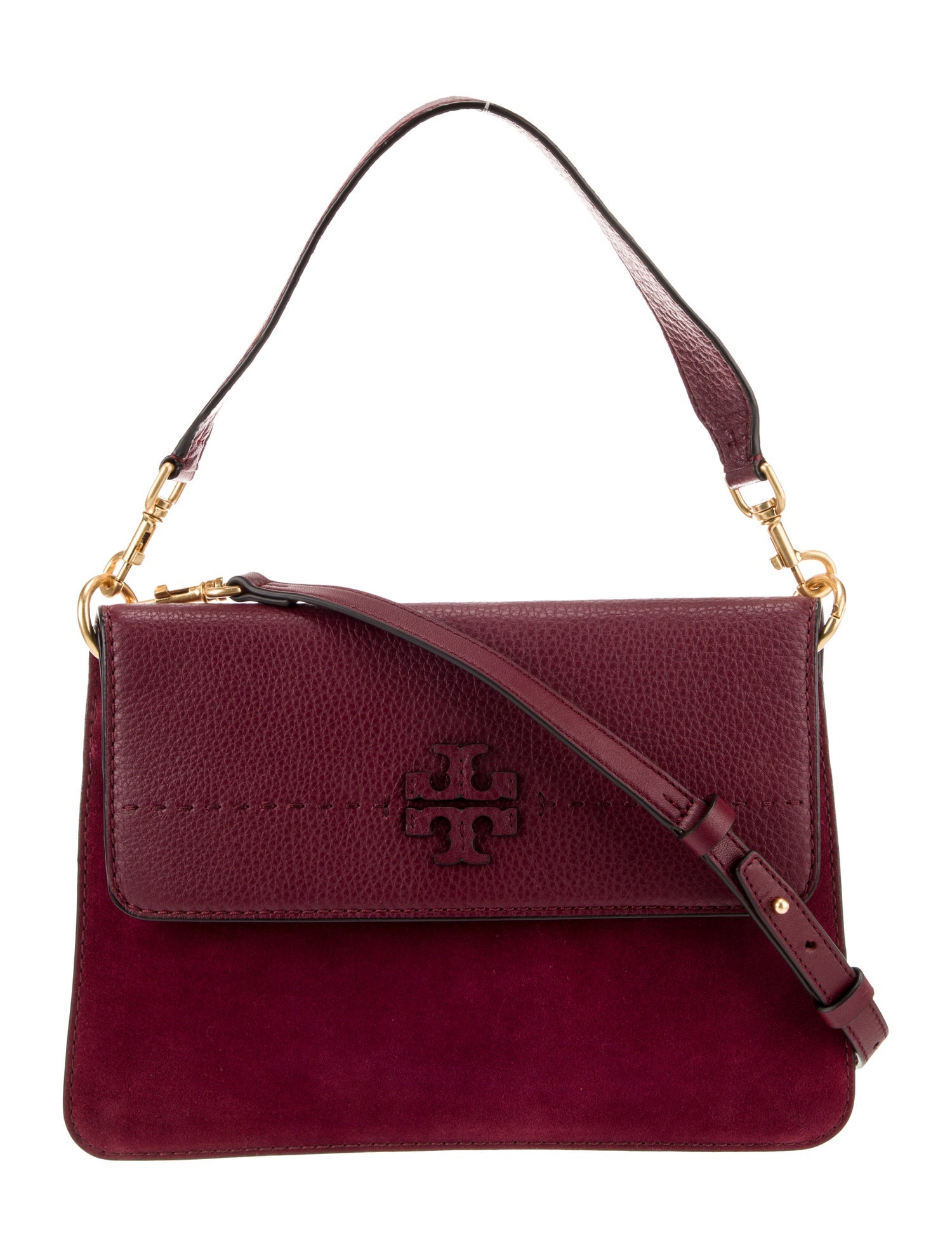 Tory Burch Leather Shoulder Bag - Burgundy Crossbody Bags, Handbags ...