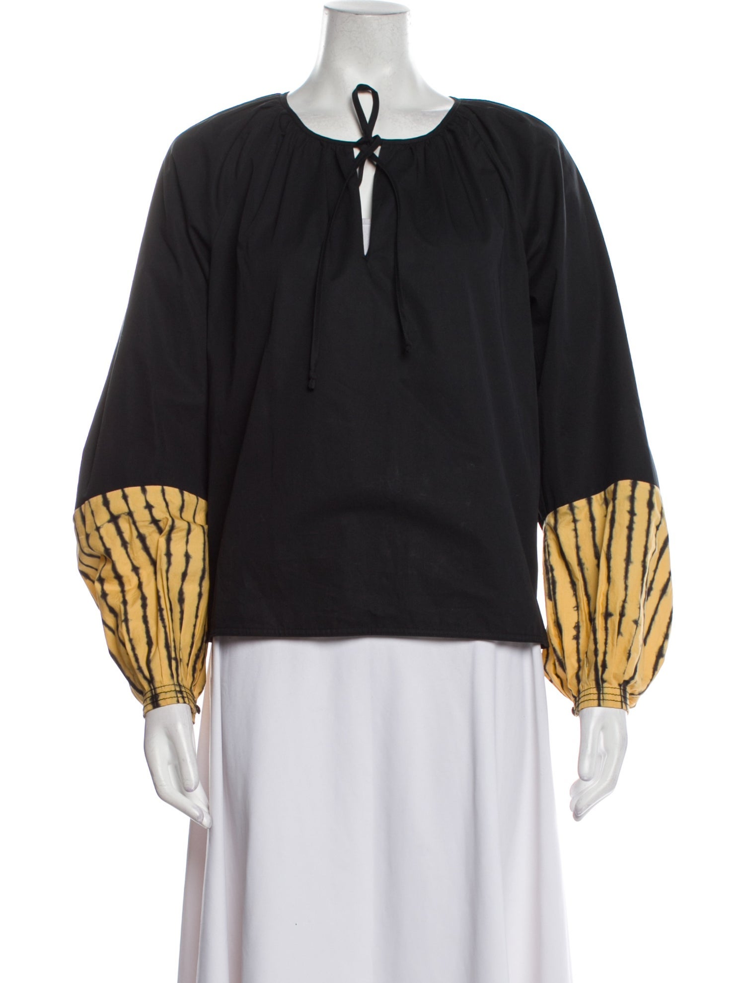 Tory Burch Colorblock Pattern V-Neck Blouse - Blue Tops, Clothing ...