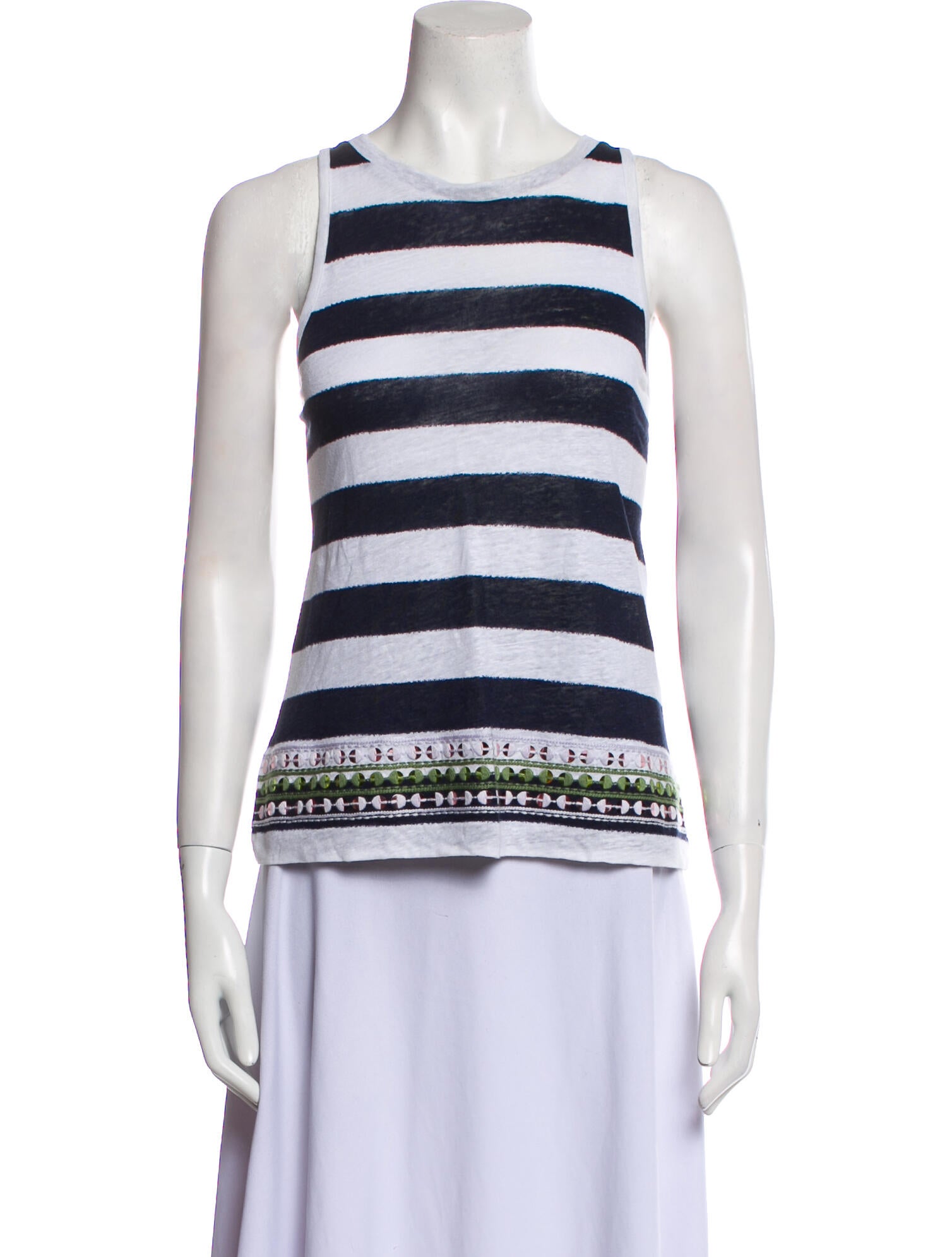 Tory Burch Linen Striped Top - White Tops, Clothing - WTO738879 | The ...