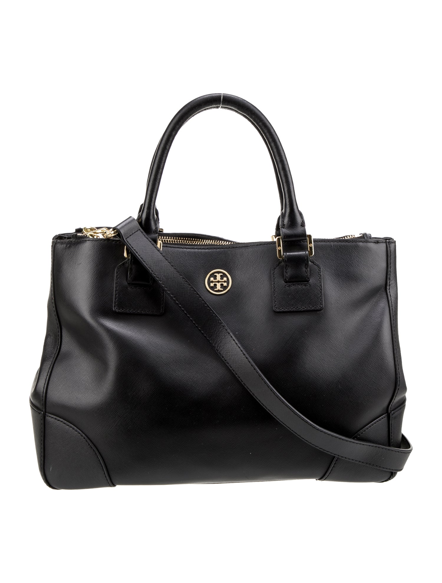 Tory Burch Leather Top Handle Bag - Black Handle Bags, Handbags ...