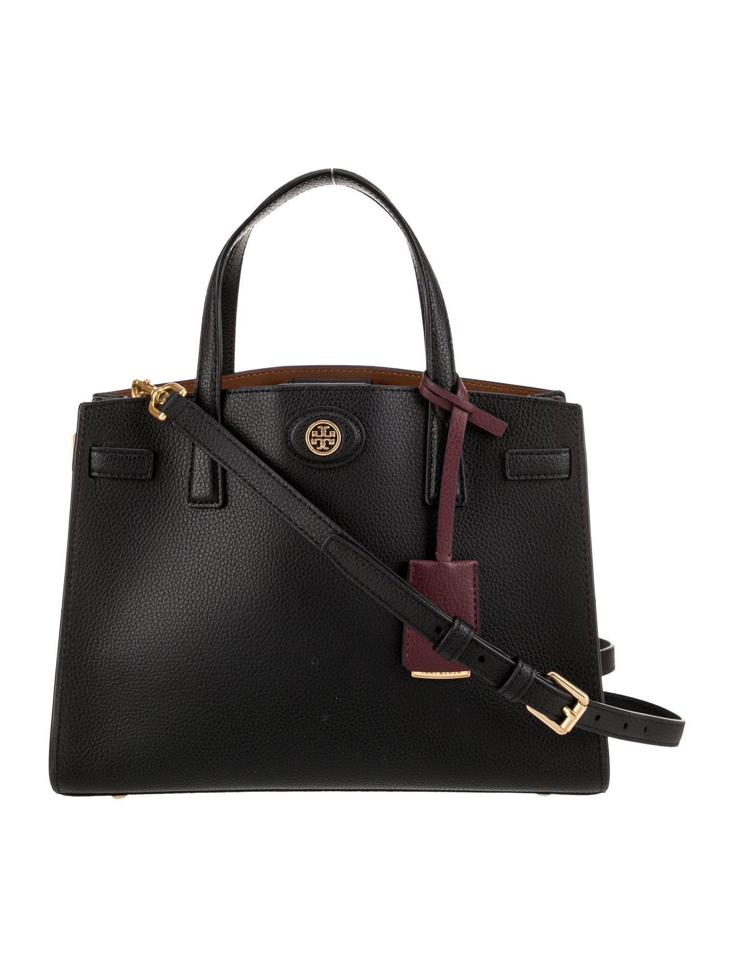 Tory Burch Leather Top Handle Bag - Black Handle Bags, Handbags ...
