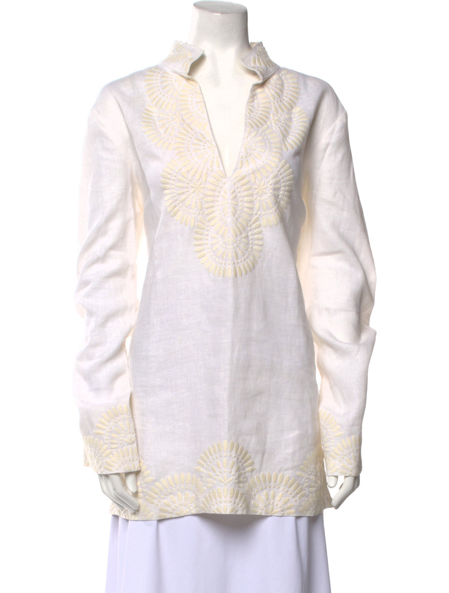 Tory Burch Linen Printed Tunic - Neutrals Tops, Clothing - WTO748407 ...