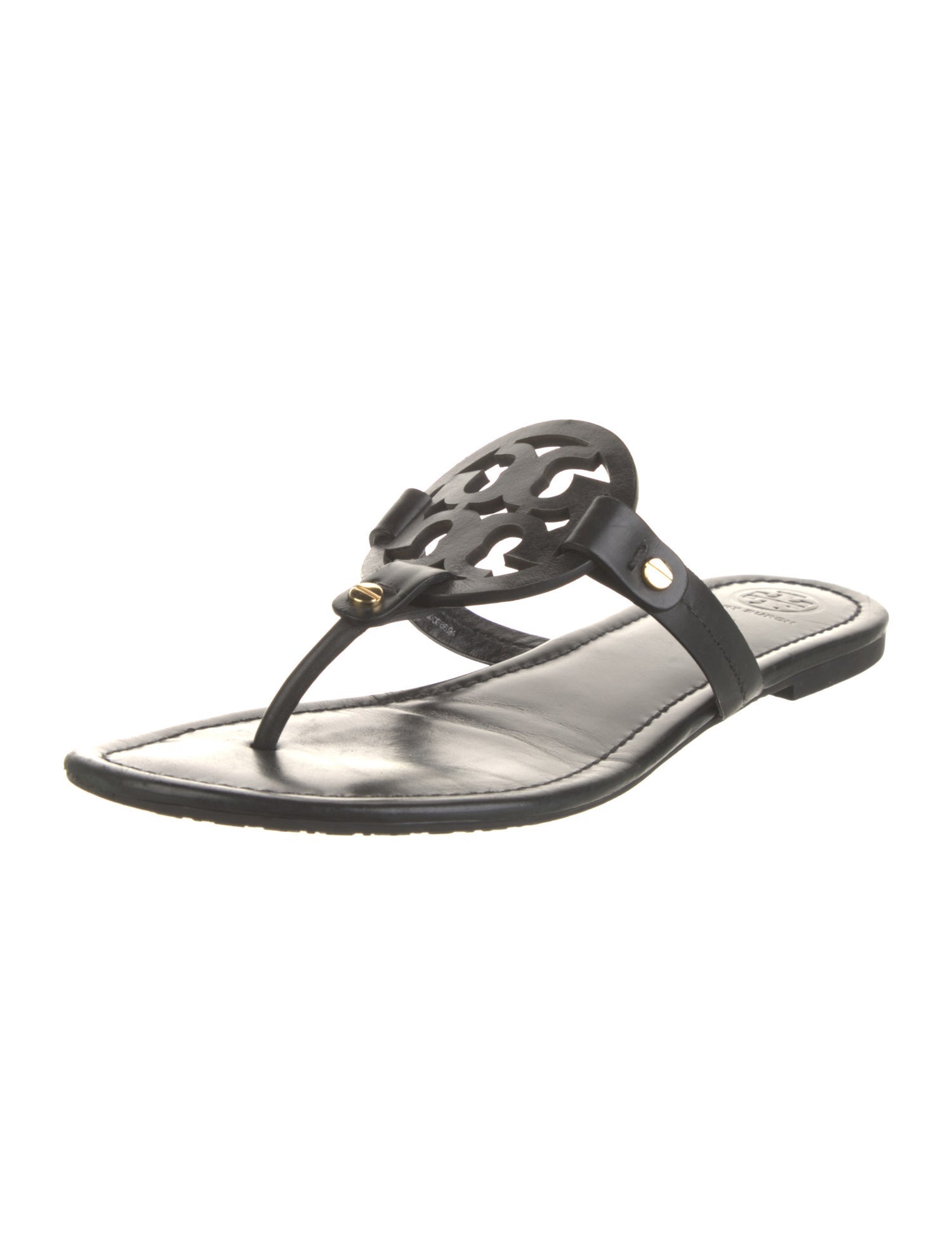 Tory Burch Patent Leather Slides - Black Sandals, Shoes - WTO750270 ...