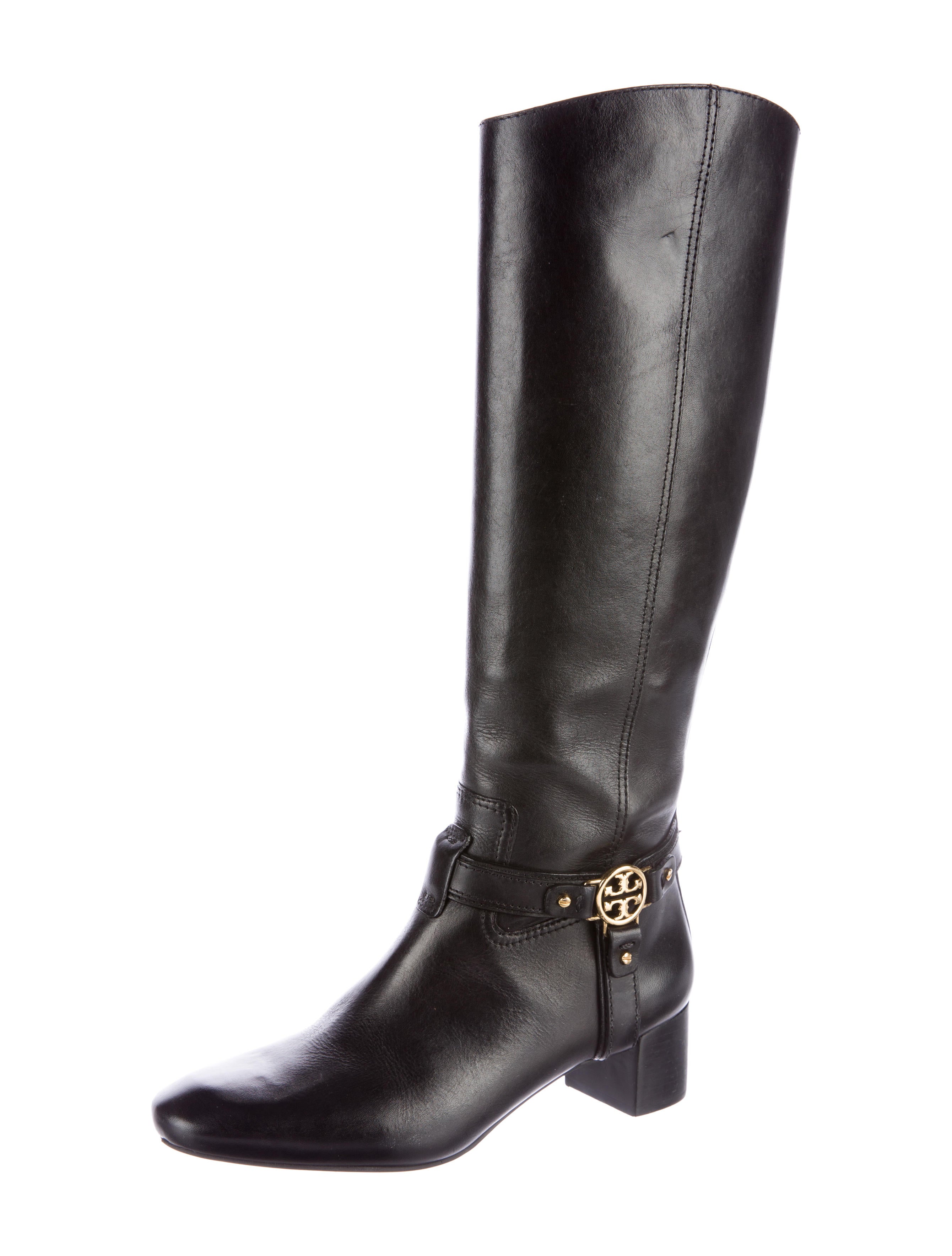 Tory Burch Logo Stirrup Boots - Black Boots, Shoes - WTO75075 | The ...