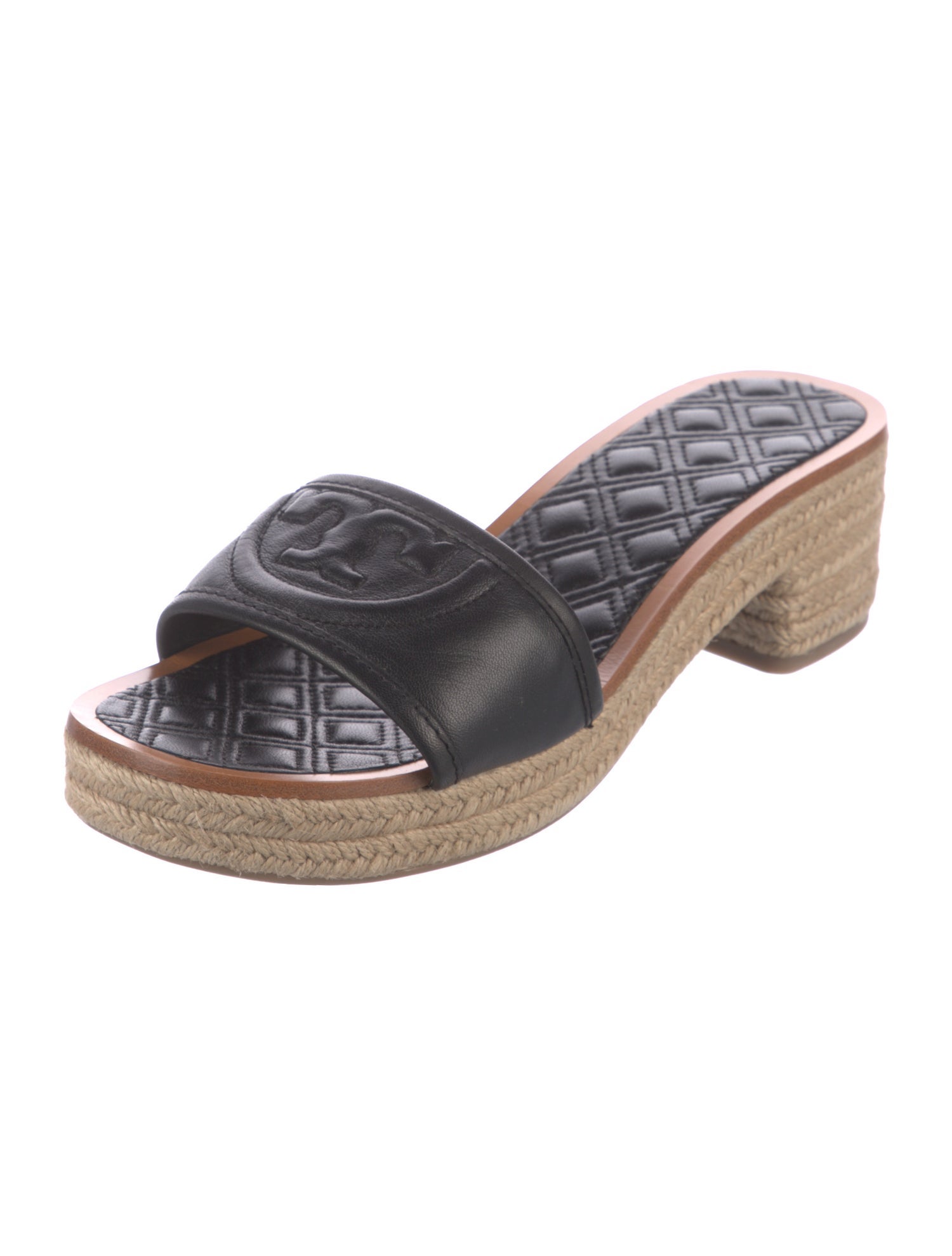 Tory Burch Leather Colorblock Pattern Espadrilles - Black Sandals ...