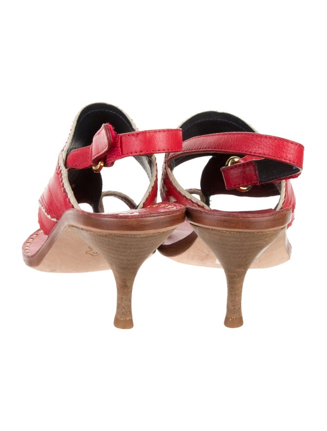 Tory Burch Leather Animal Print Slingback Sandals - Red Sandals, Shoes ...