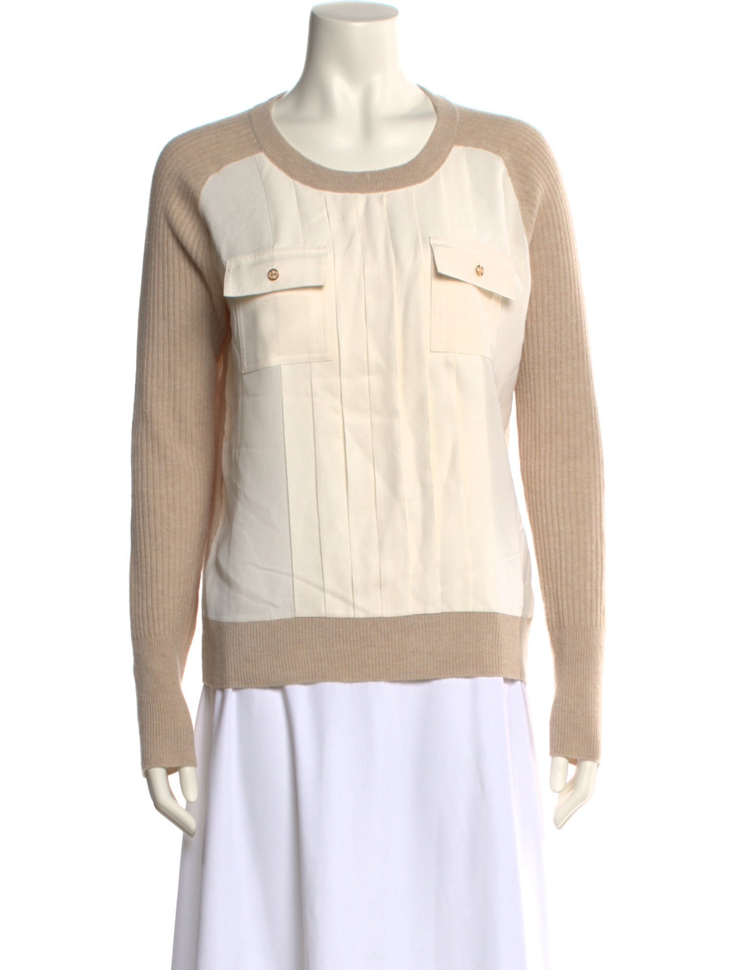 Tory Burch Cashmere Colorblock Pattern Sweater - Neutrals Knitwear ...