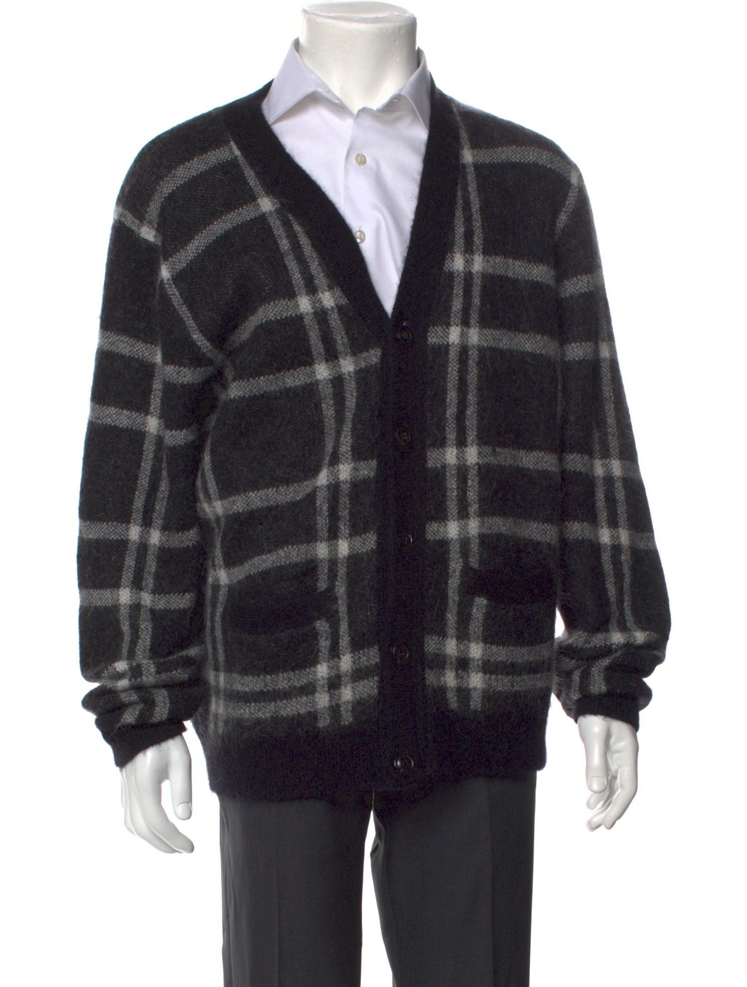 Todd Snyder Plaid Print V-Neck Cardigan - Black Sweaters, Clothing ...