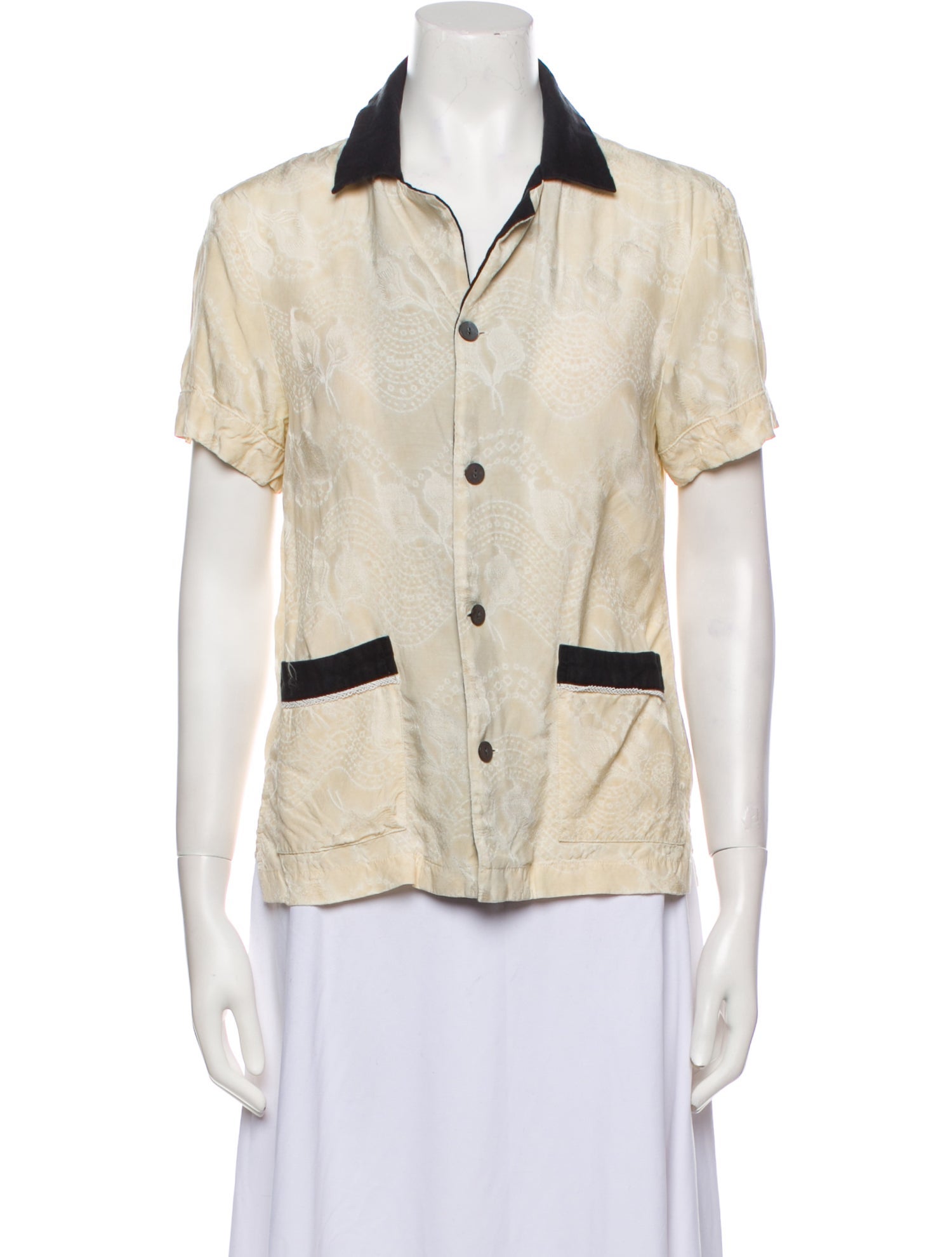 Tombolo Short Sleeve Button-Up Top - Neutrals Tops, Clothing ...