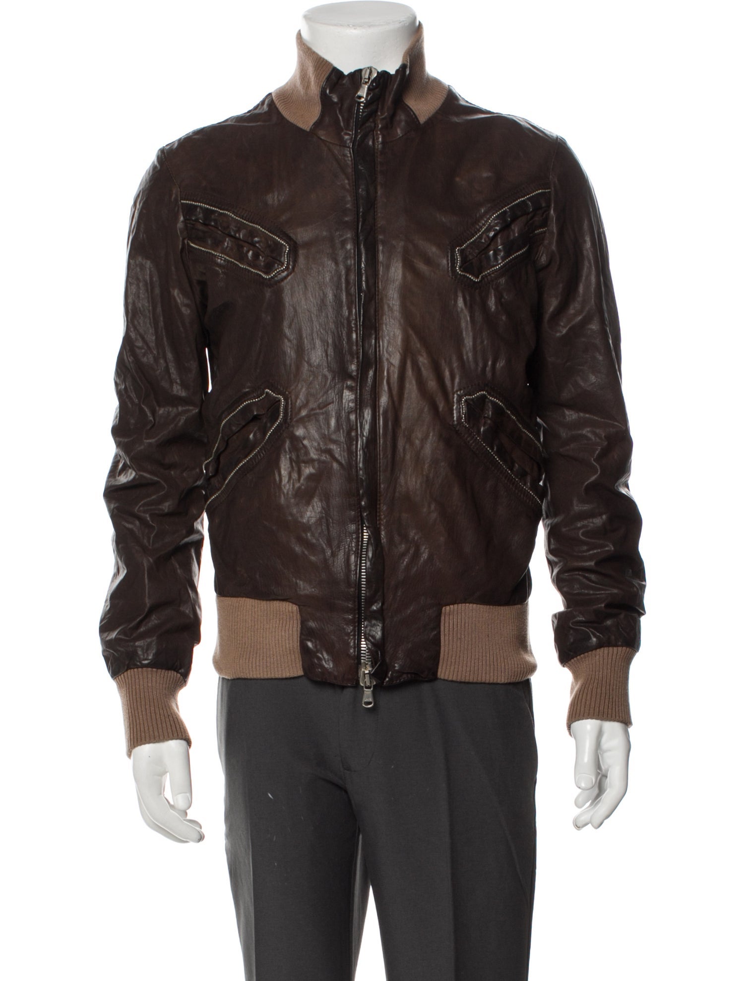 Tom Rebl Colorblock Pattern Bomber Jacket - Brown Outerwear, Clothing ...
