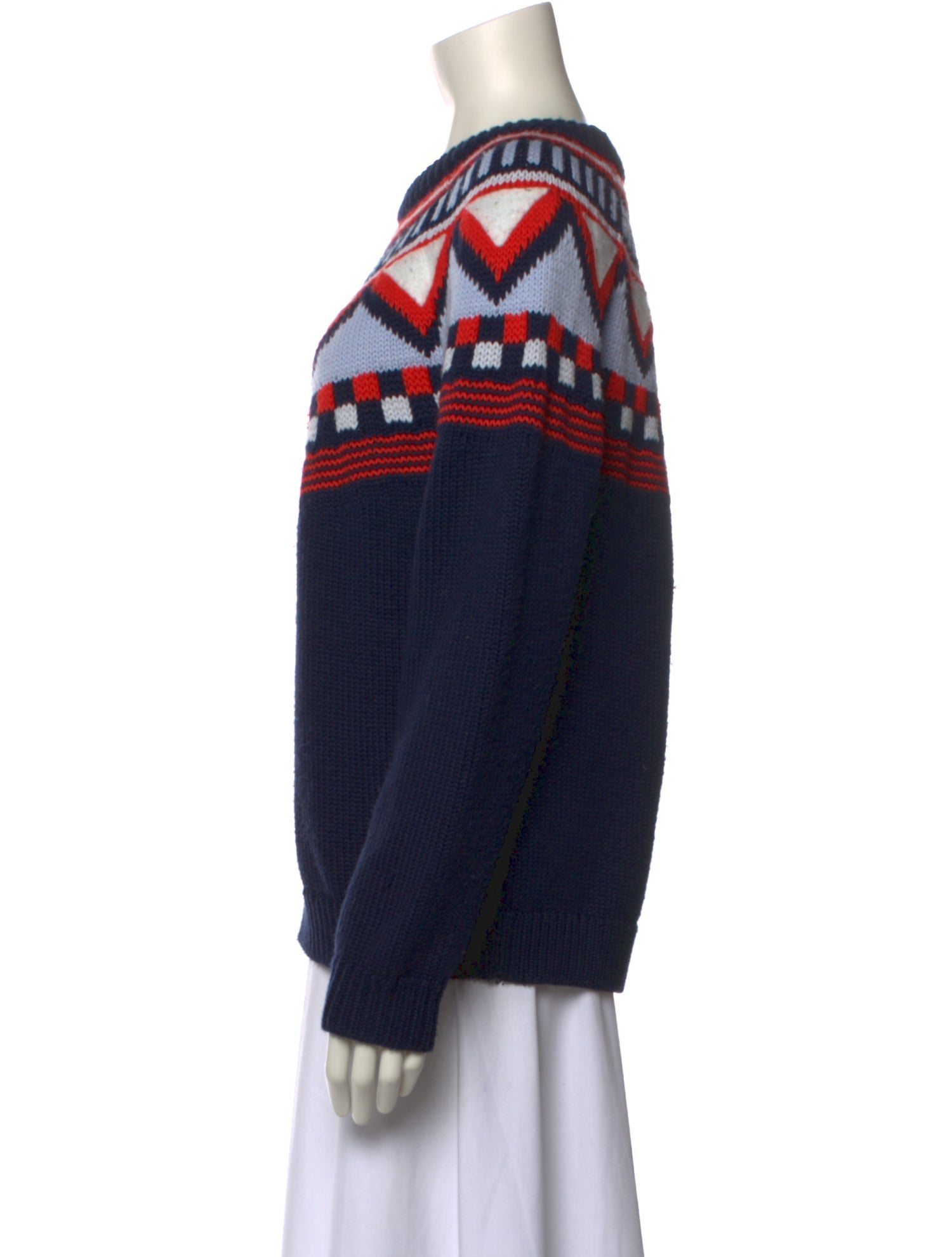 Tory Sport Printed Crew Neck Sweater - Blue Knitwear, Clothing ...