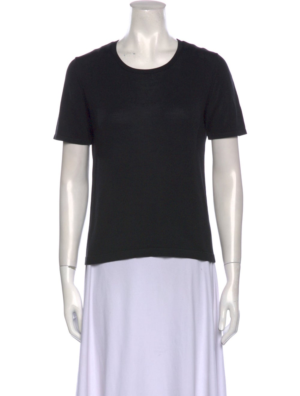 TSE Silk Sweater Brown Short Sleeve with Scoop Neck - Gem