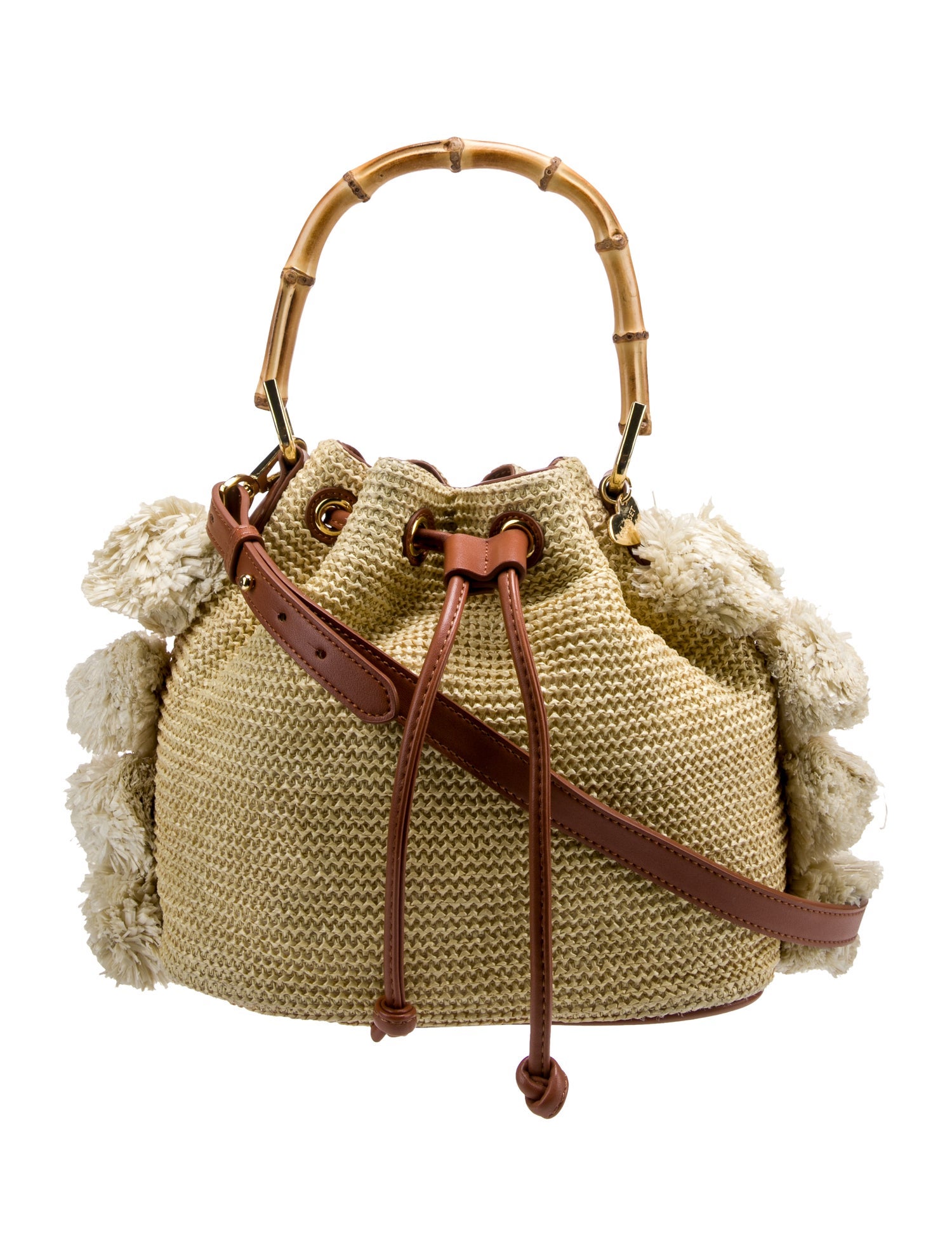 TWINSET Leather Trim Straw Handle Bag - Neutrals Crossbody Bags ...