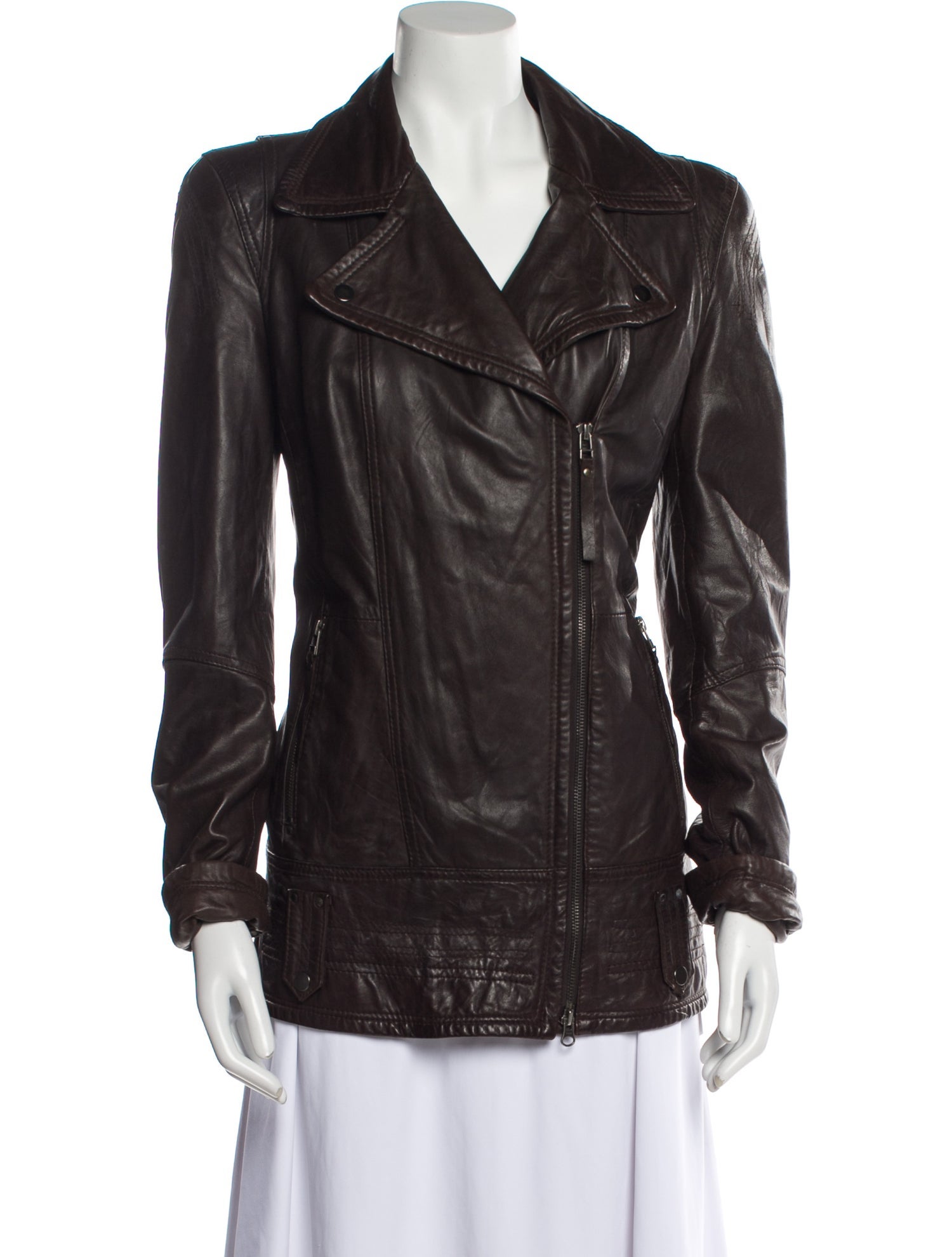 Urbancode Leather Biker Jacket - Brown Jackets, Clothing - WUBNC20040 ...