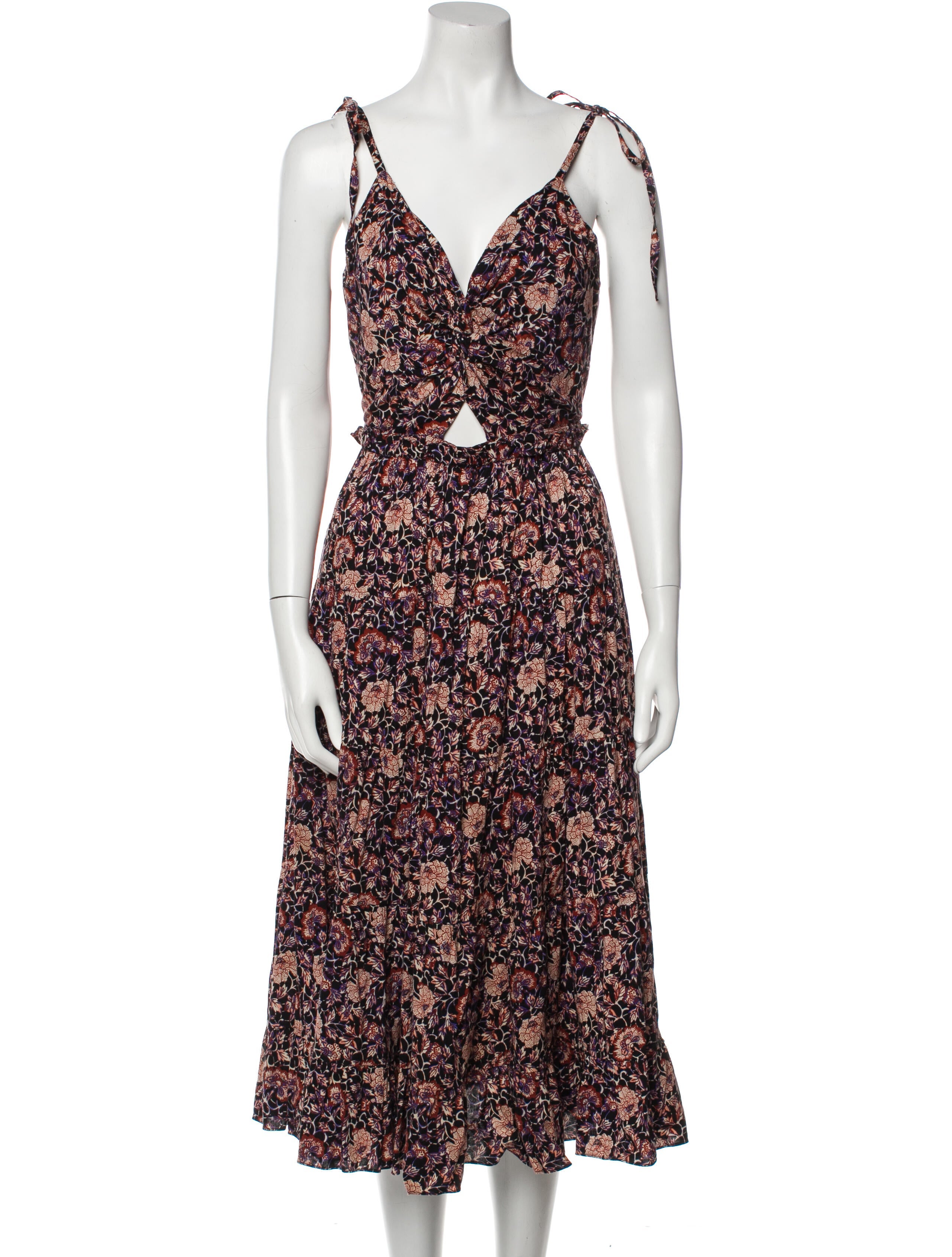 Ulla Johnson Floral Print Midi Length Dress - Black Dresses, Clothing ...
