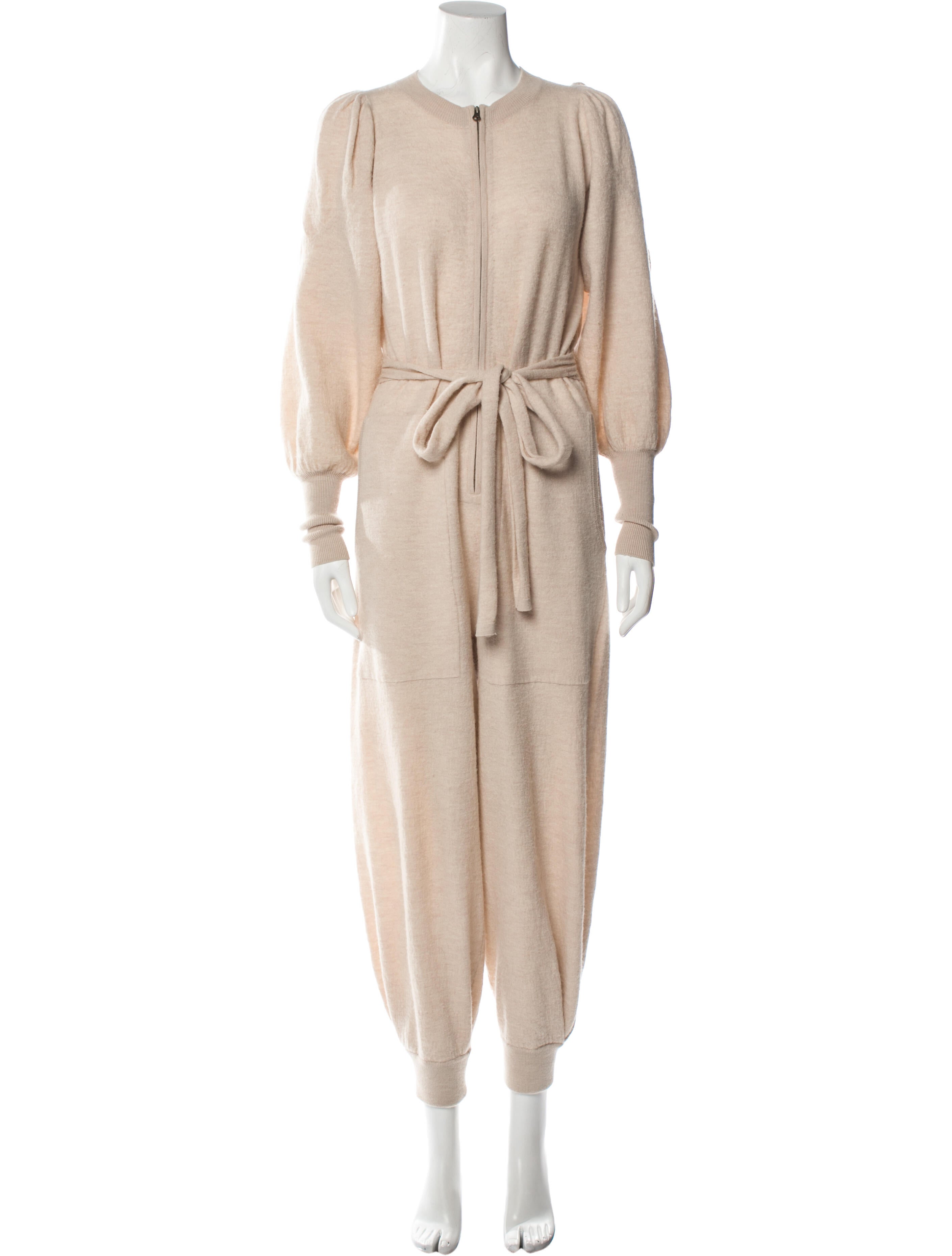 Ulla Johnson Merino Wool Crew Neck Jumpsuit - Pink, 15.25" Rise ...