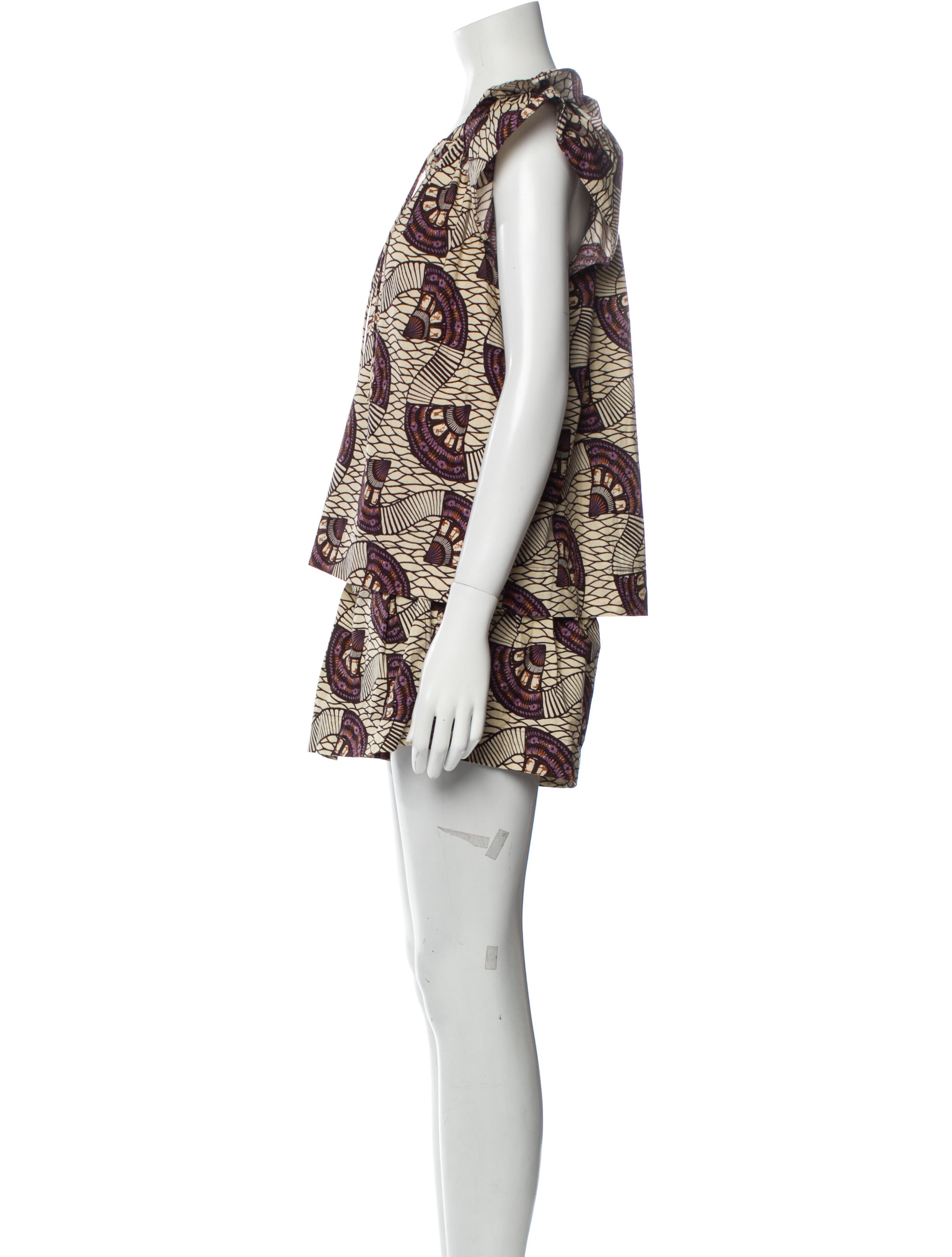 Ulla Johnson Printed Ruffle Embellishment Short Set - Neutrals, 13.5 ...