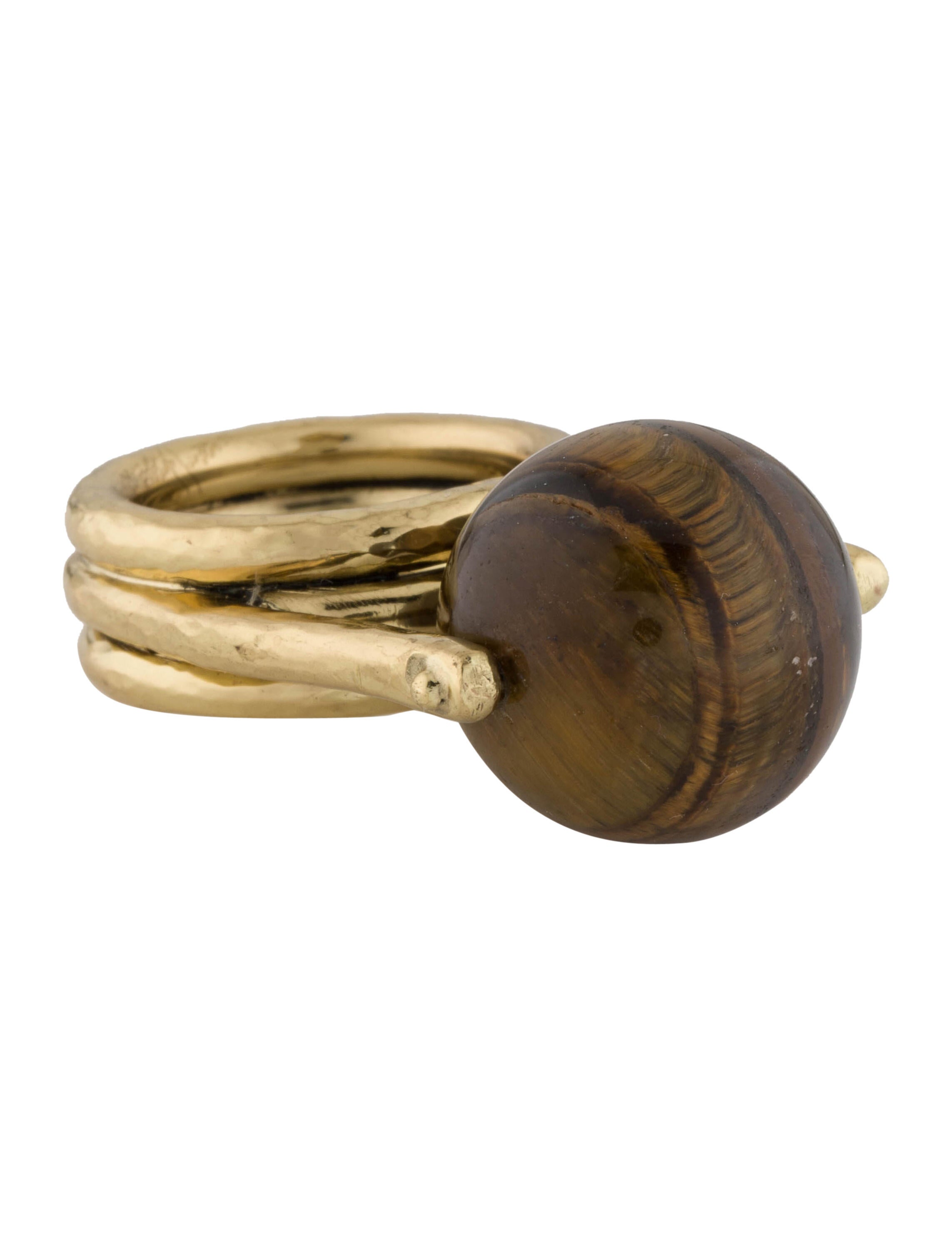 Ulla Johnson Tiger's Eye Cocktail Ring - Brass Cocktail Ring, Rings - WUL142775 | The RealReal