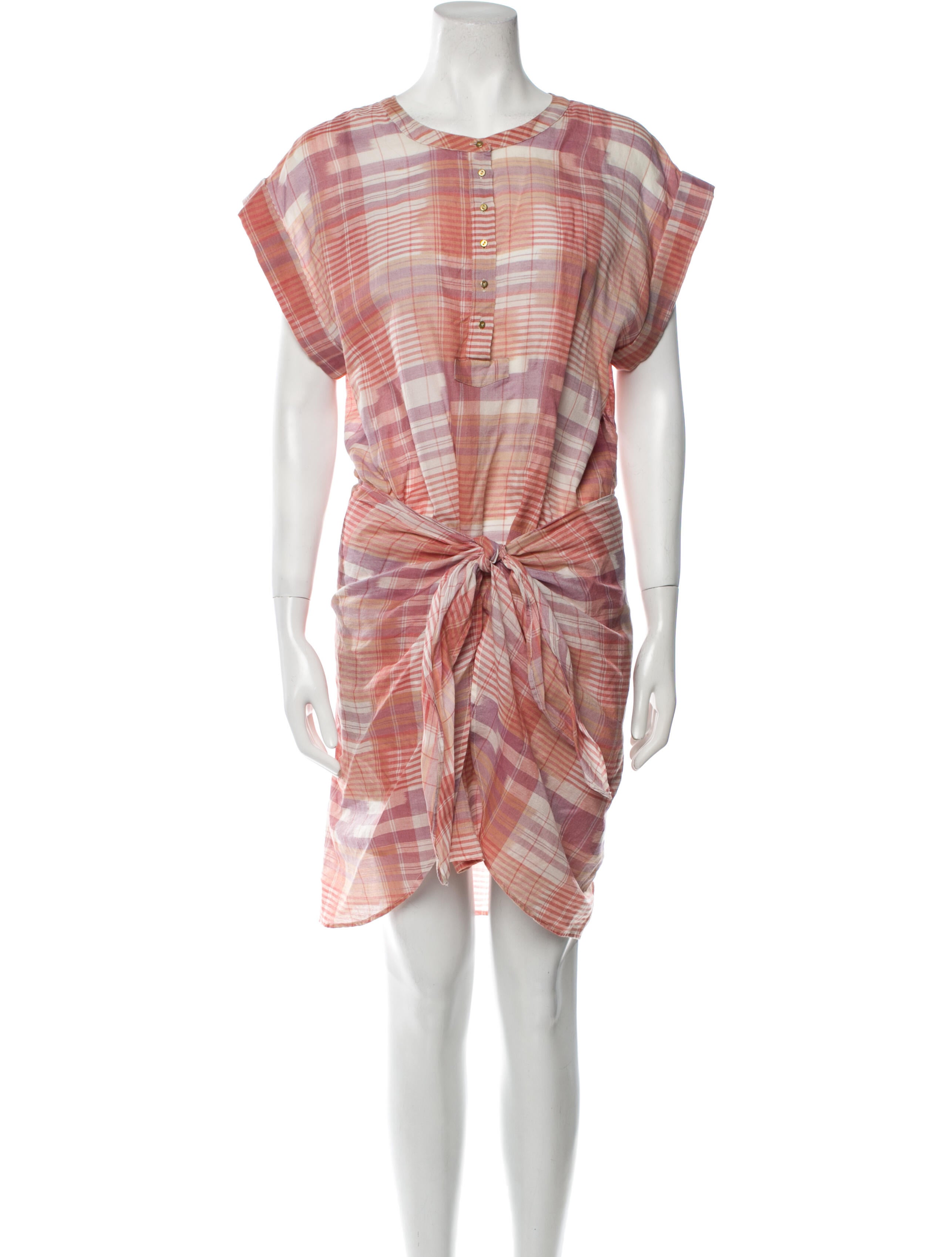 Ulla Johnson Plaid Print Knee-Length Dress - Neutrals Dresses, Clothing ...