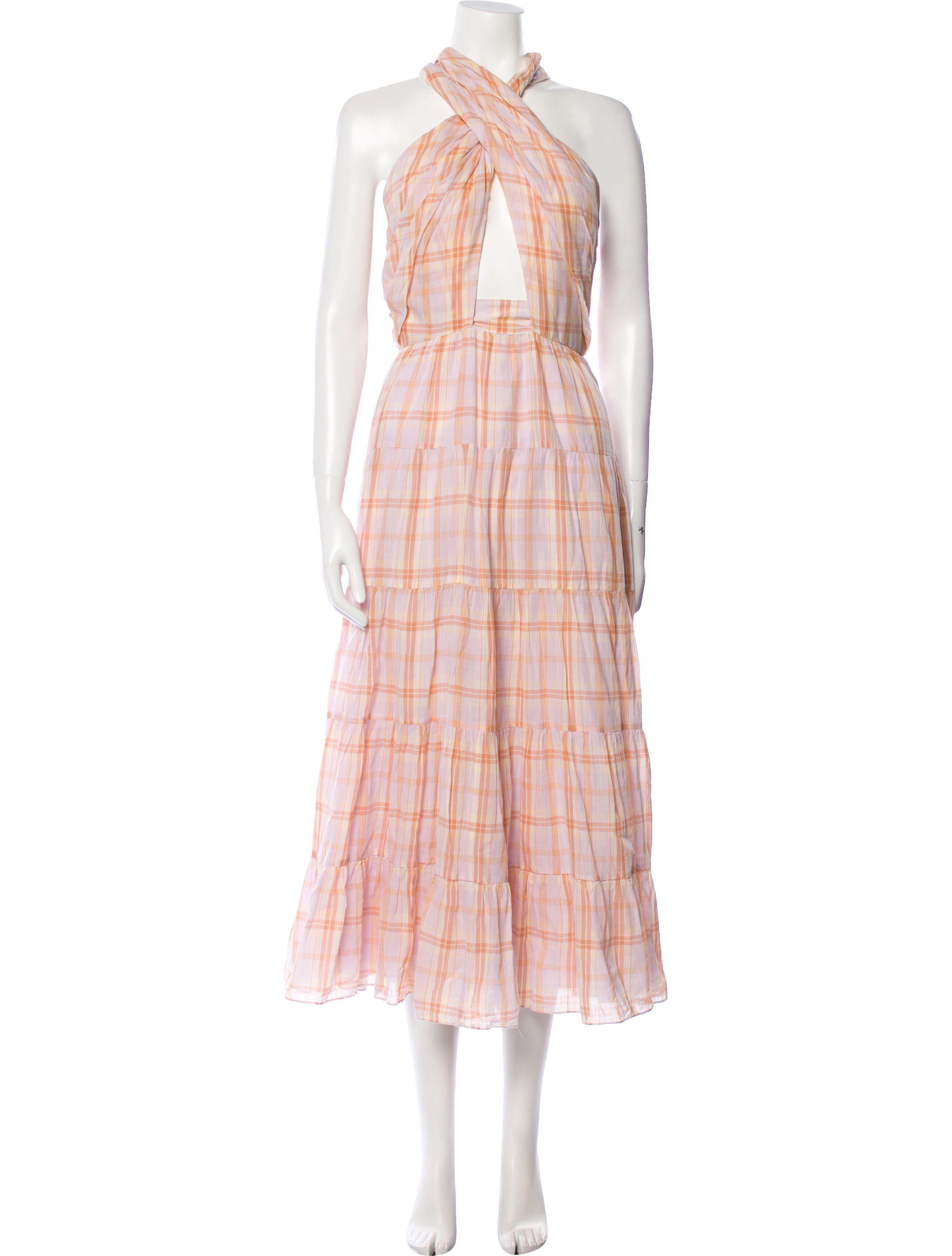 Ulla Johnson Plaid Print Long Dress - Pink Dresses, Clothing ...