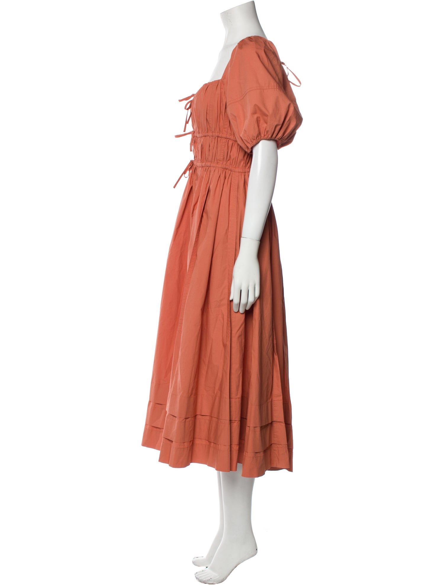 Rodebjer Square Neckline Long Dress - Orange Dresses, Clothing ...