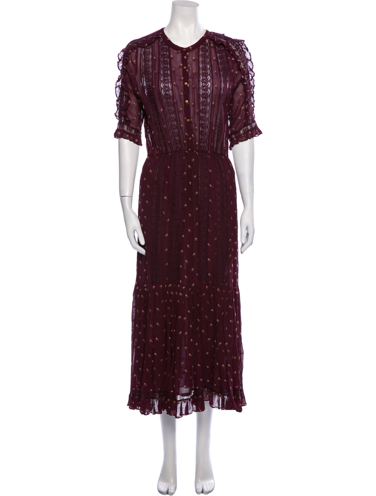 Ulla Johnson Printed Long Dress - Burgundy Dresses, Clothing ...