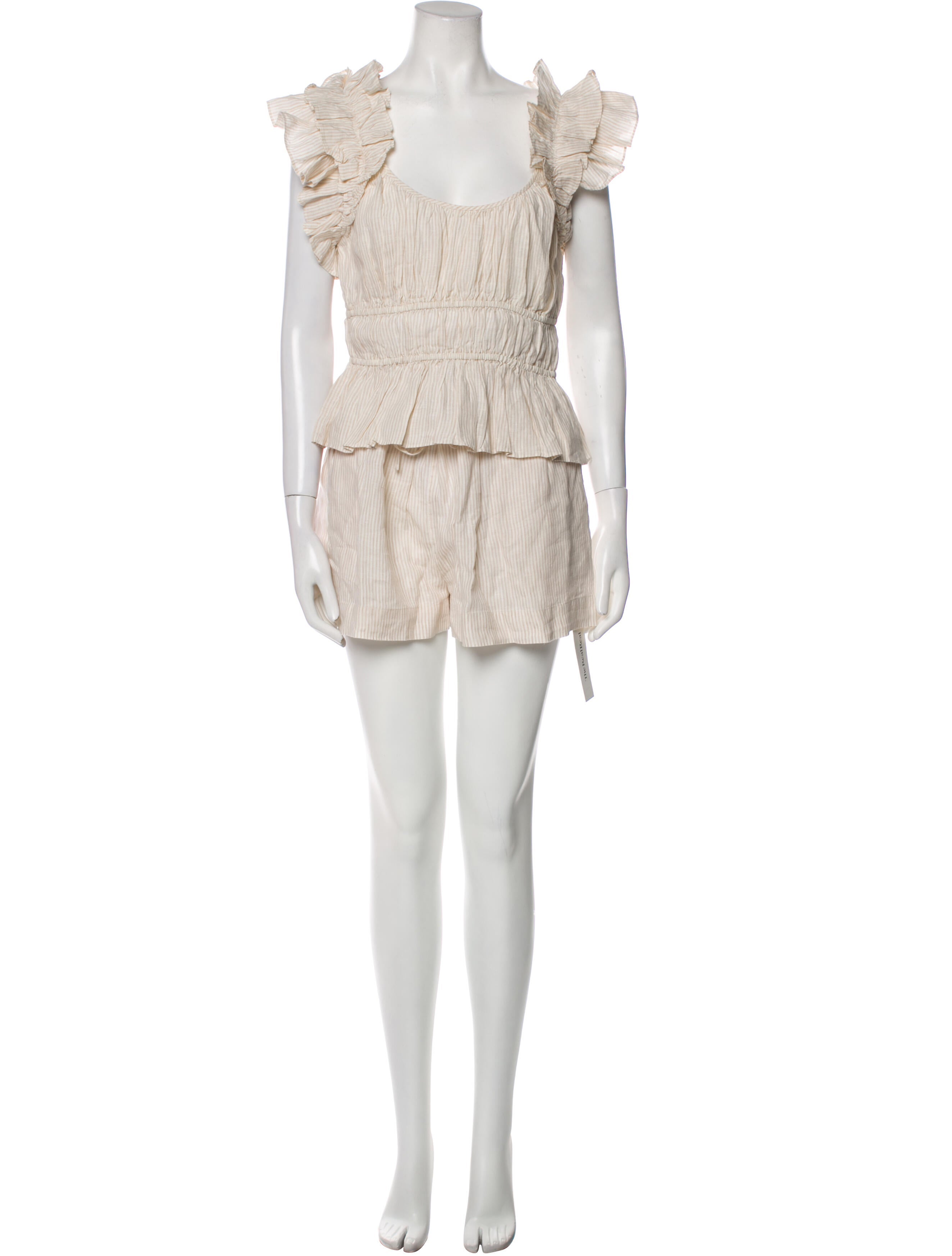 Ulla Johnson Striped Ruffle Embellishment Short Set w/ Tags w/ Tags ...