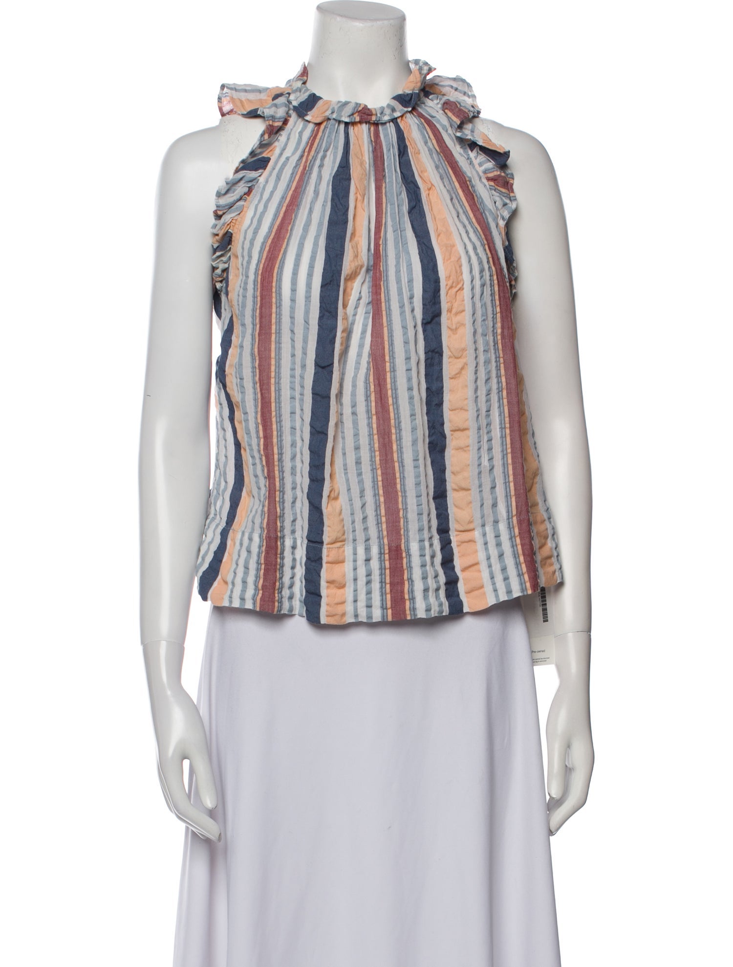 Ulla Johnson Striped Mock Neck Blouse - Blue Tops, Clothing - WUL197735 | The RealReal