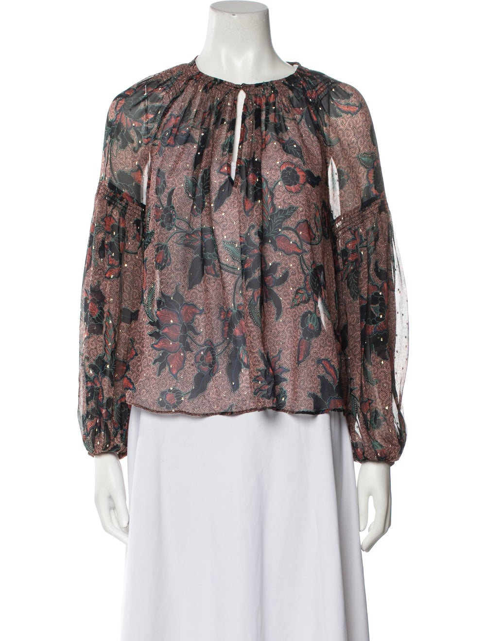 Ulla Johnson Silk Blouse Metallic & Pink Paisley Prin… - Gem