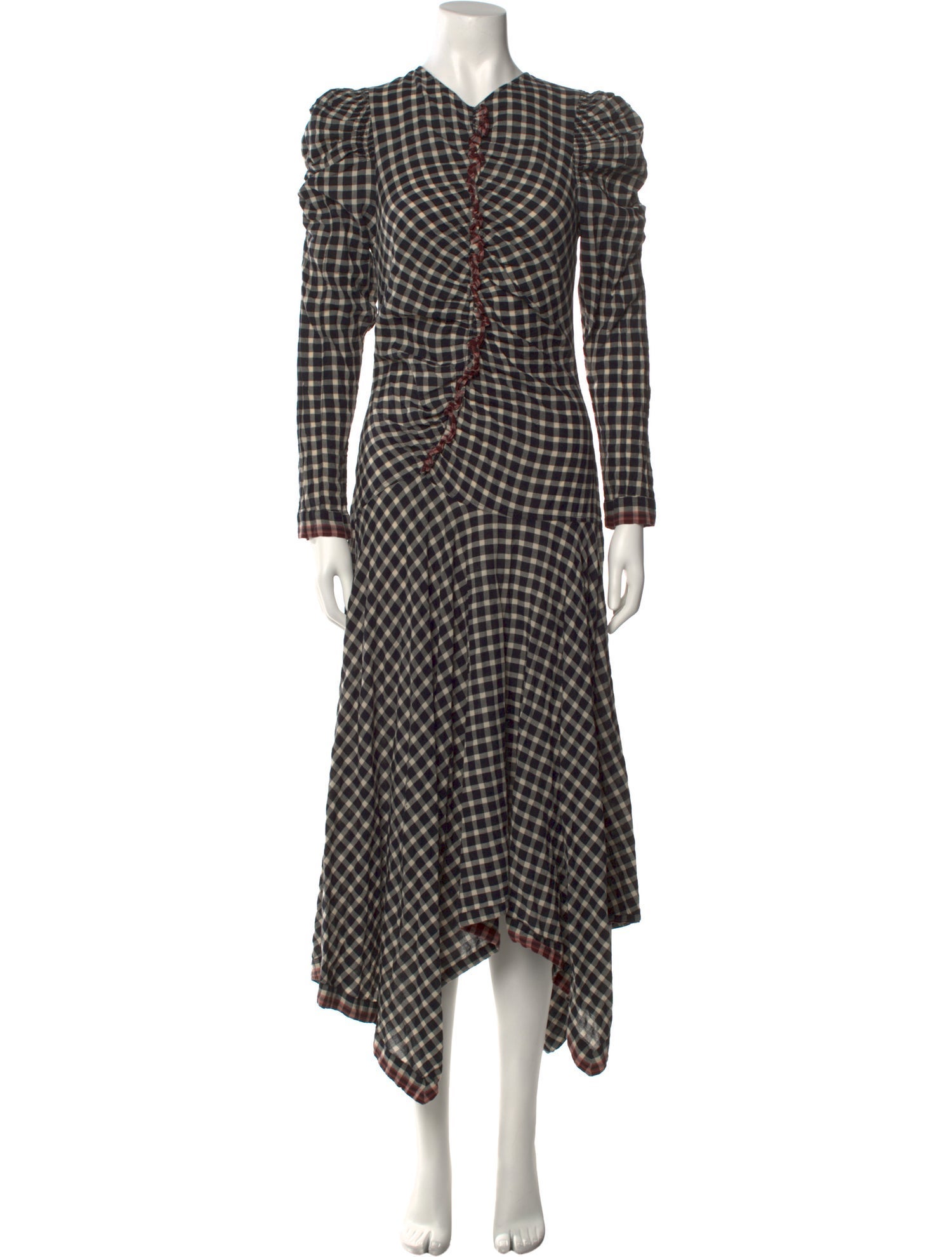 Ulla Johnson Plaid Print Long Dress - Black Dresses, Clothing ...