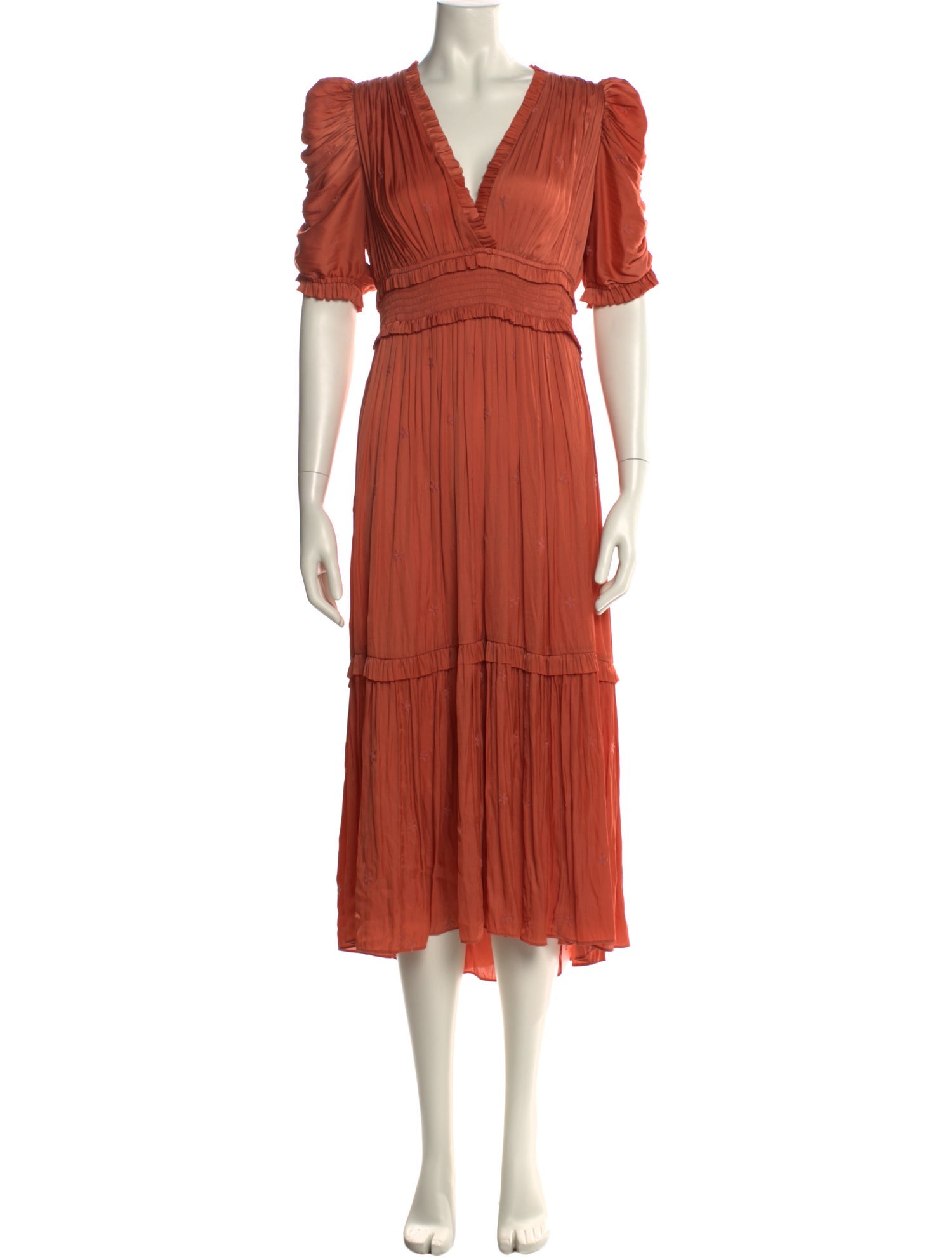 Ulla Johnson V-Neck Long Dress - Orange Dresses, Clothing - WUL252264 ...