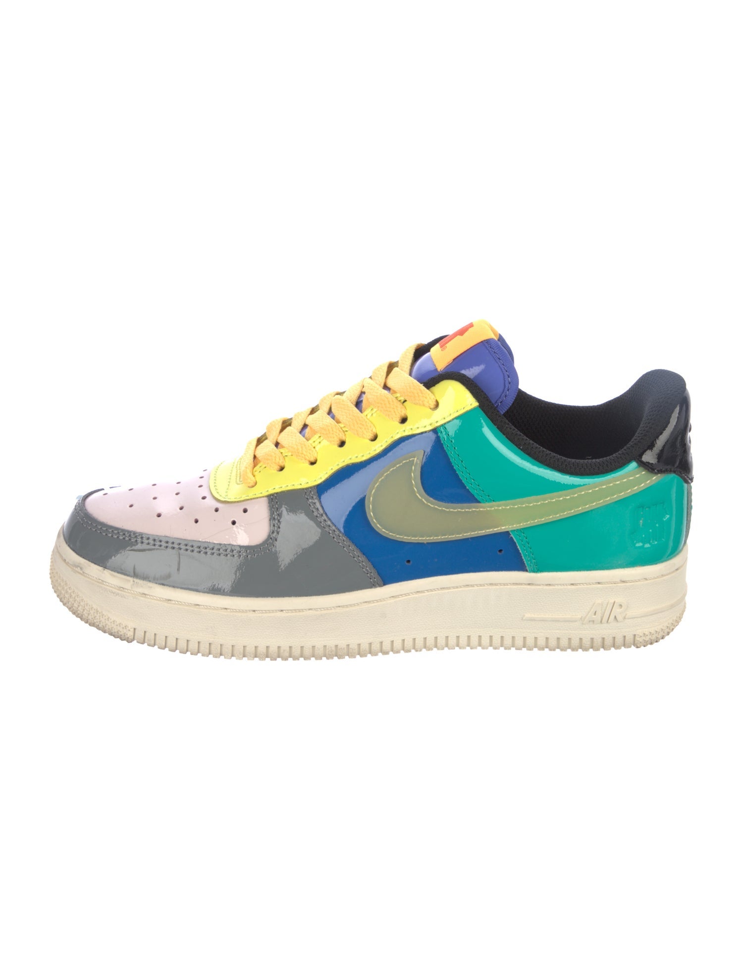 Undefeated x Nike Patent Leather Colorblock Pattern Sneakers - Blue ...